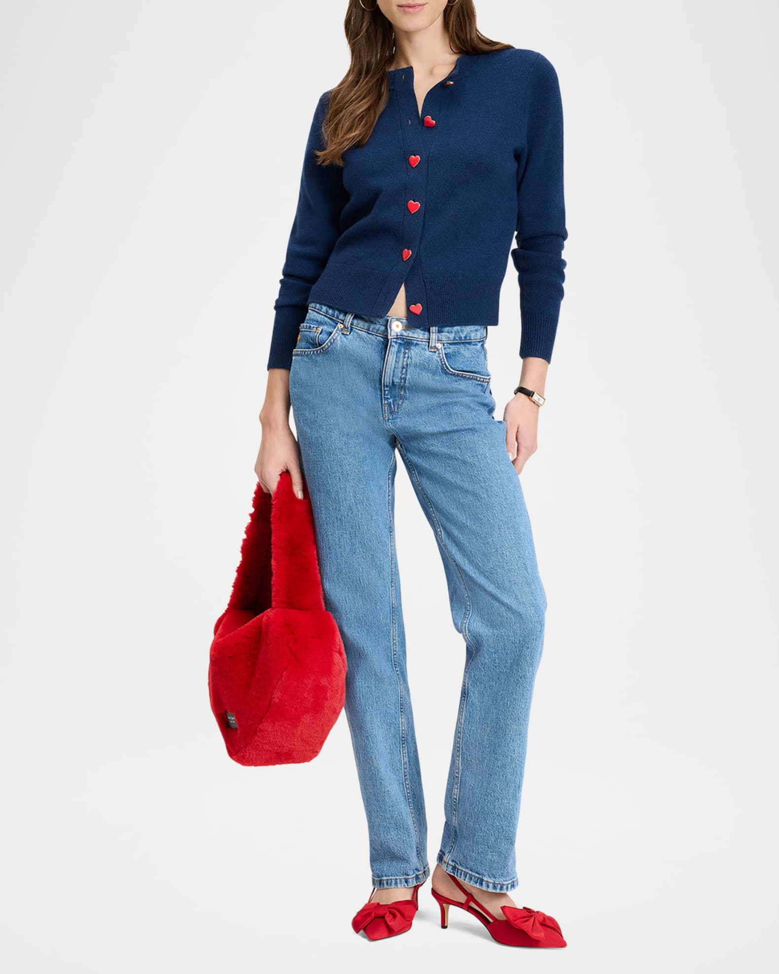 kate spade new york nell heart button wool-cashmere cardigan | Neiman ...