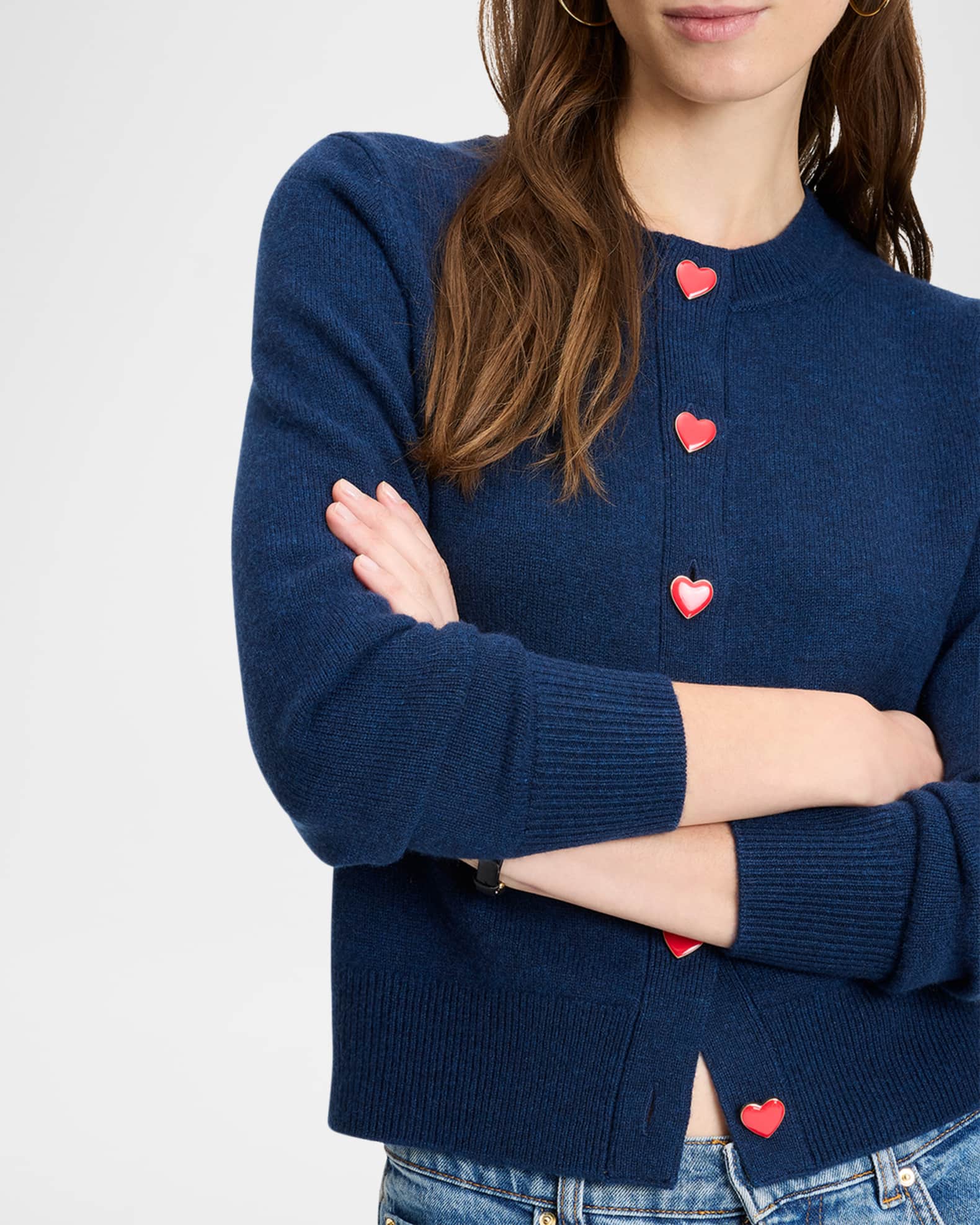 kate spade new york nell heart button wool-cashmere cardigan | Neiman ...