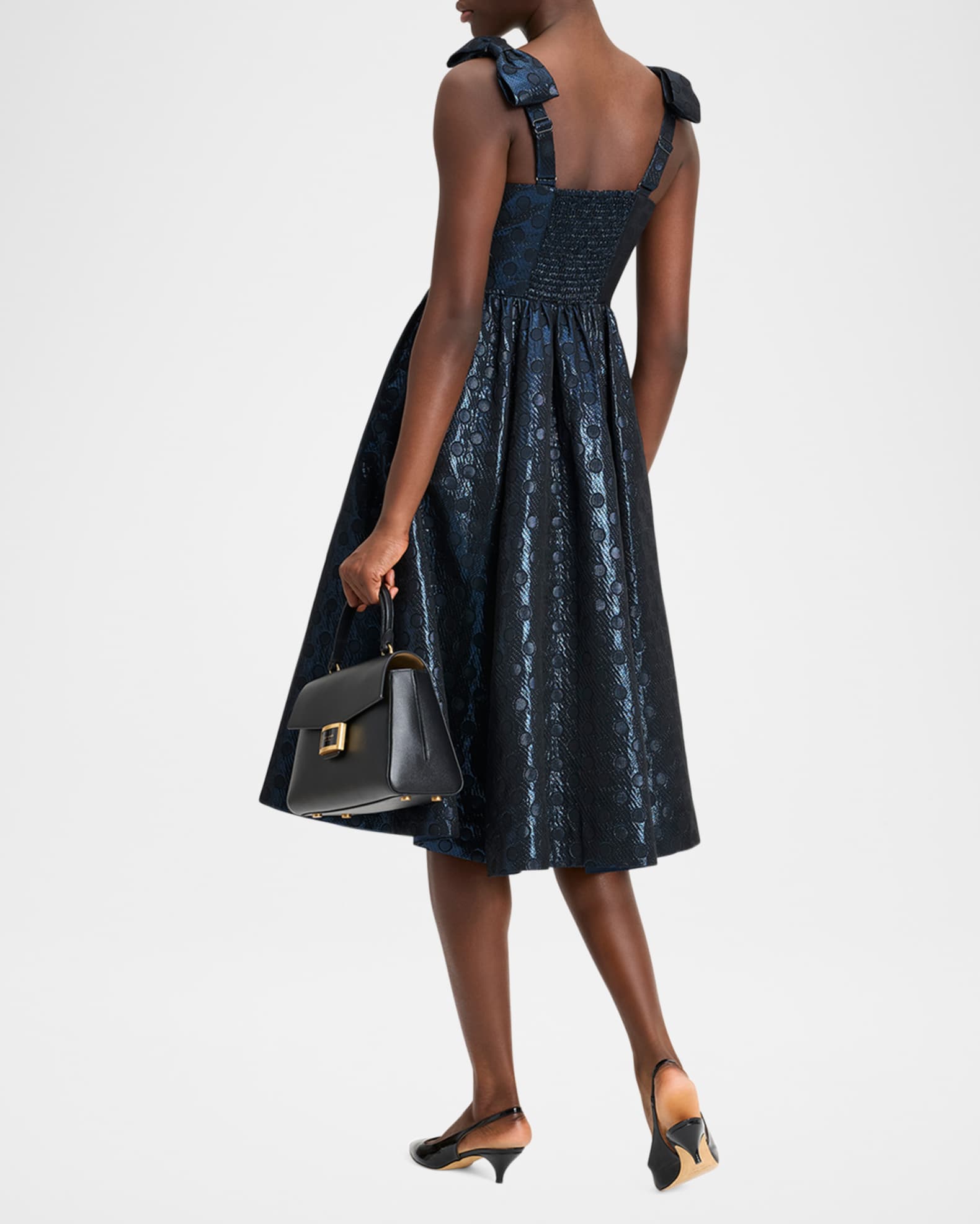 kate spade new york breezy dot metallic brocade midi dress | Neiman Marcus