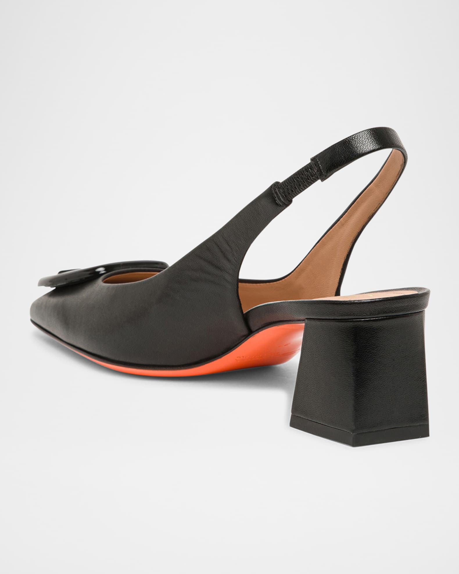 Santoni Lemon Buckle Slingback Leather Pumps | Neiman Marcus