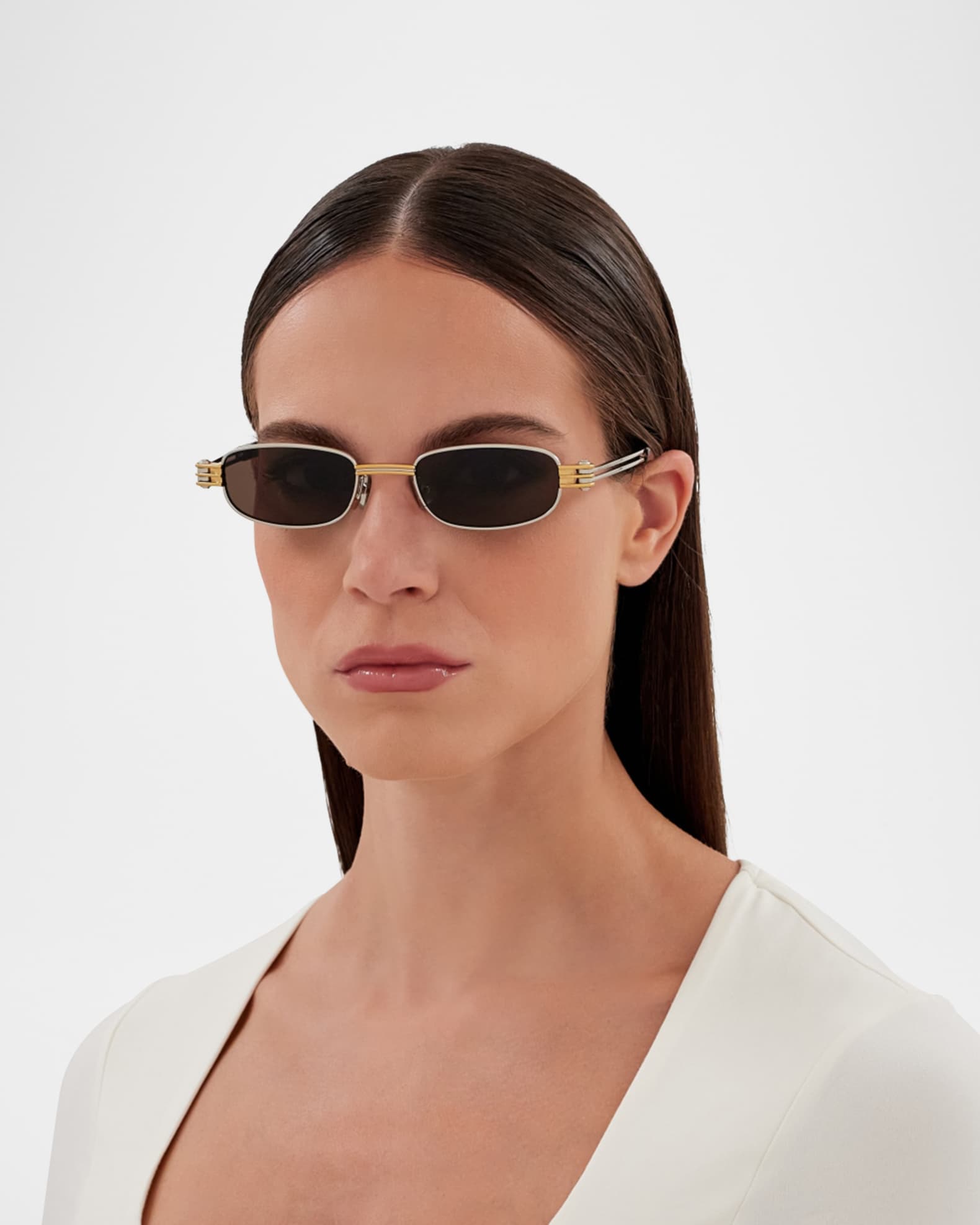 Bottega Veneta Metal Rectangle Sunglasses | Neiman Marcus