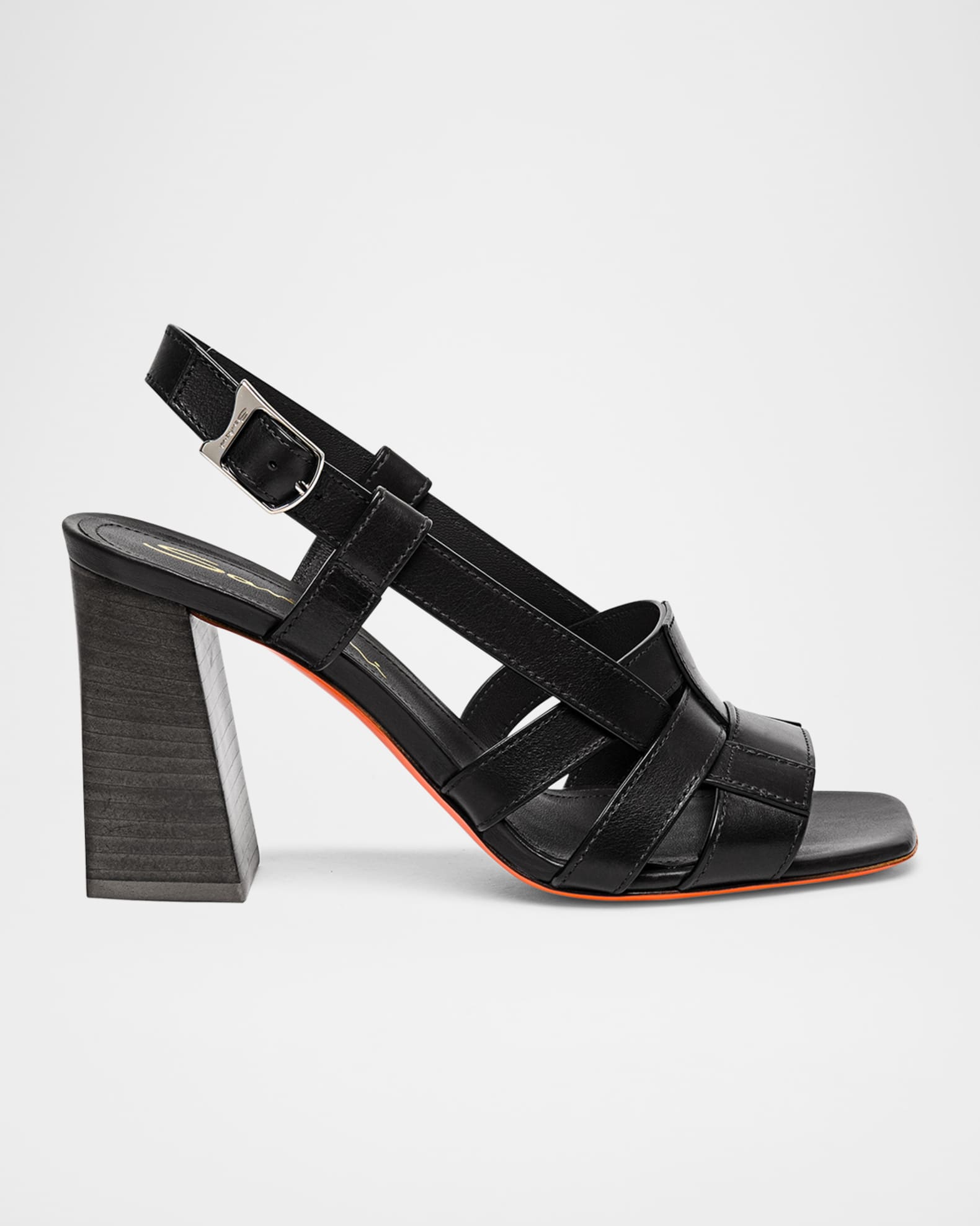 Santoni Venere Leather Heeled Slingback Sandals | Neiman Marcus