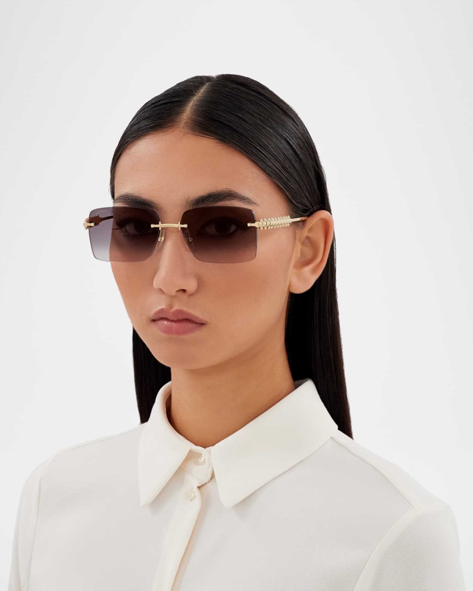 Cartier Rimless Metal Rectangle Sunglasses | Neiman Marcus