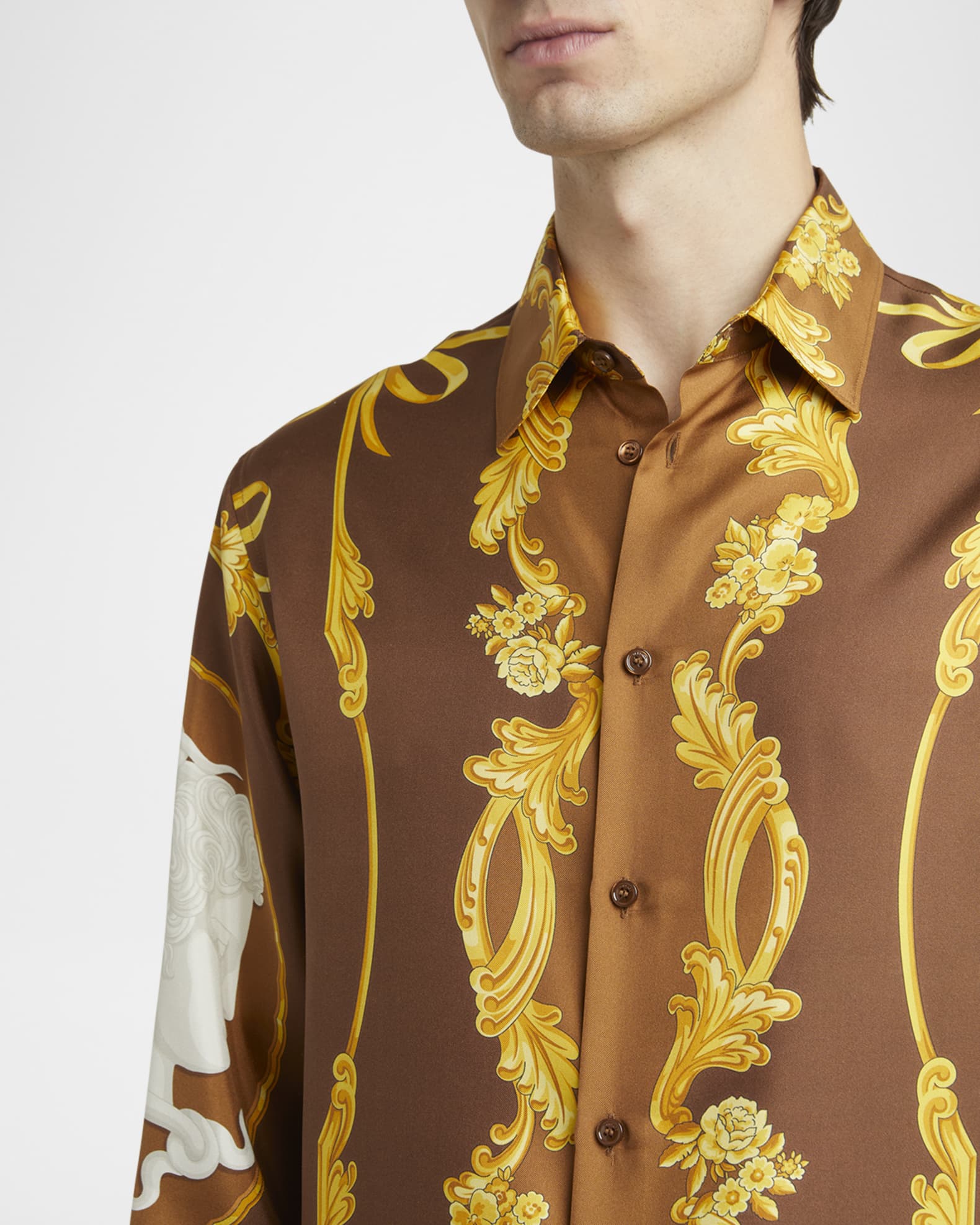Versace Men's Medusa Cameo Silk Shirt | Neiman Marcus