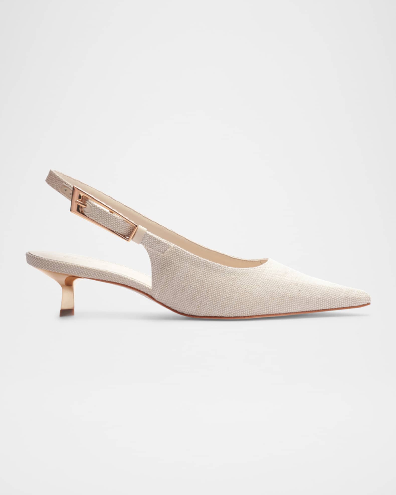 Schutz Ciara Linen Kitten Slingback Pumps | Neiman Marcus