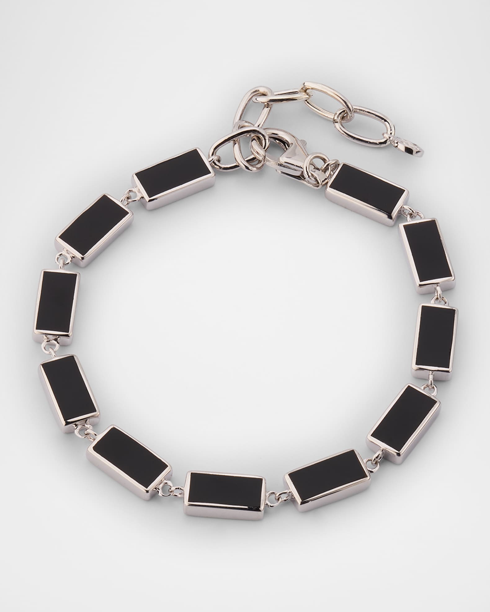 Jan Leslie Men's Sterling Silver and Rectangle Black Onyx Bracelet ...
