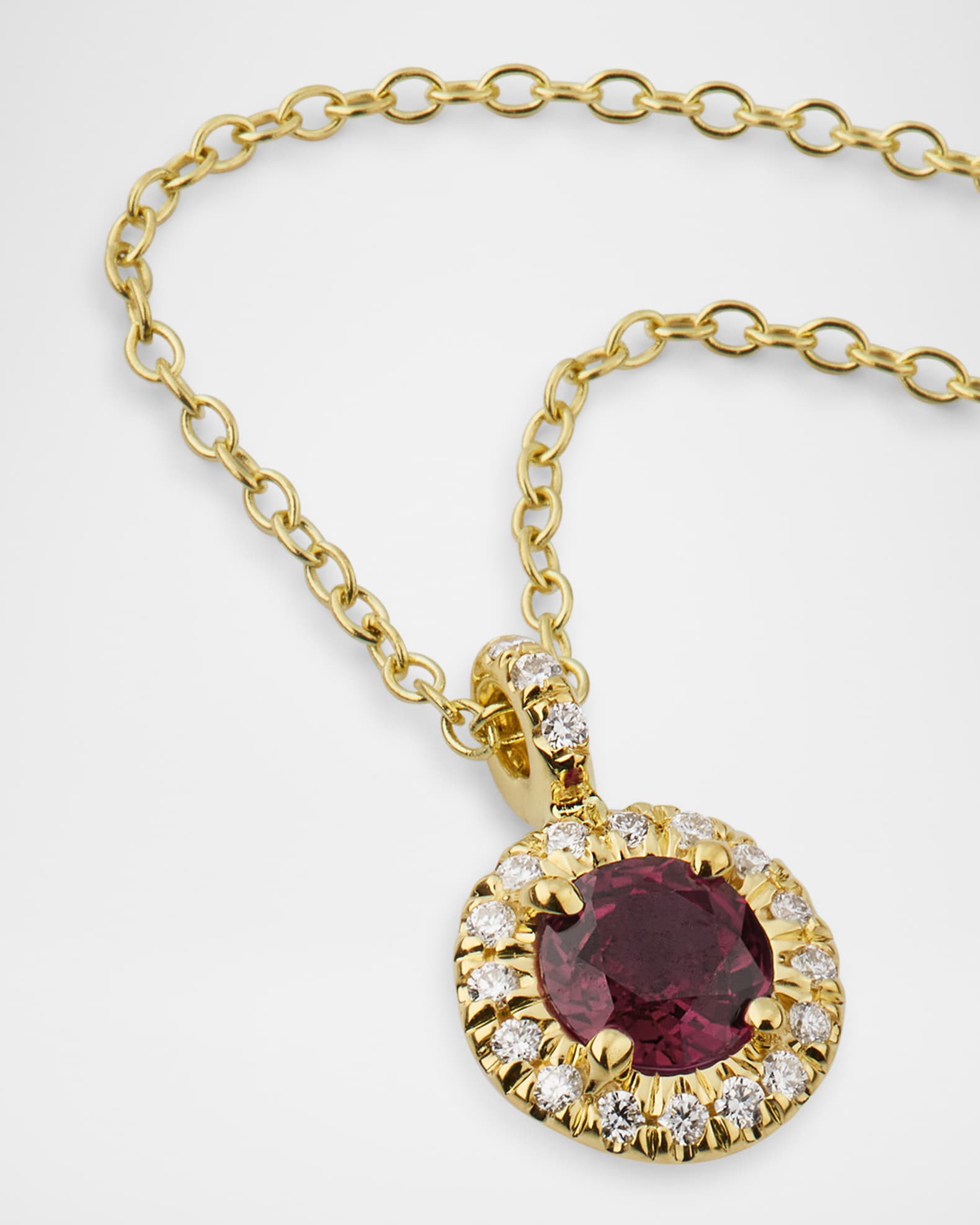 Suna Bros 18K Yellow Gold Round Ruby and Diamond Pendant Necklace ...