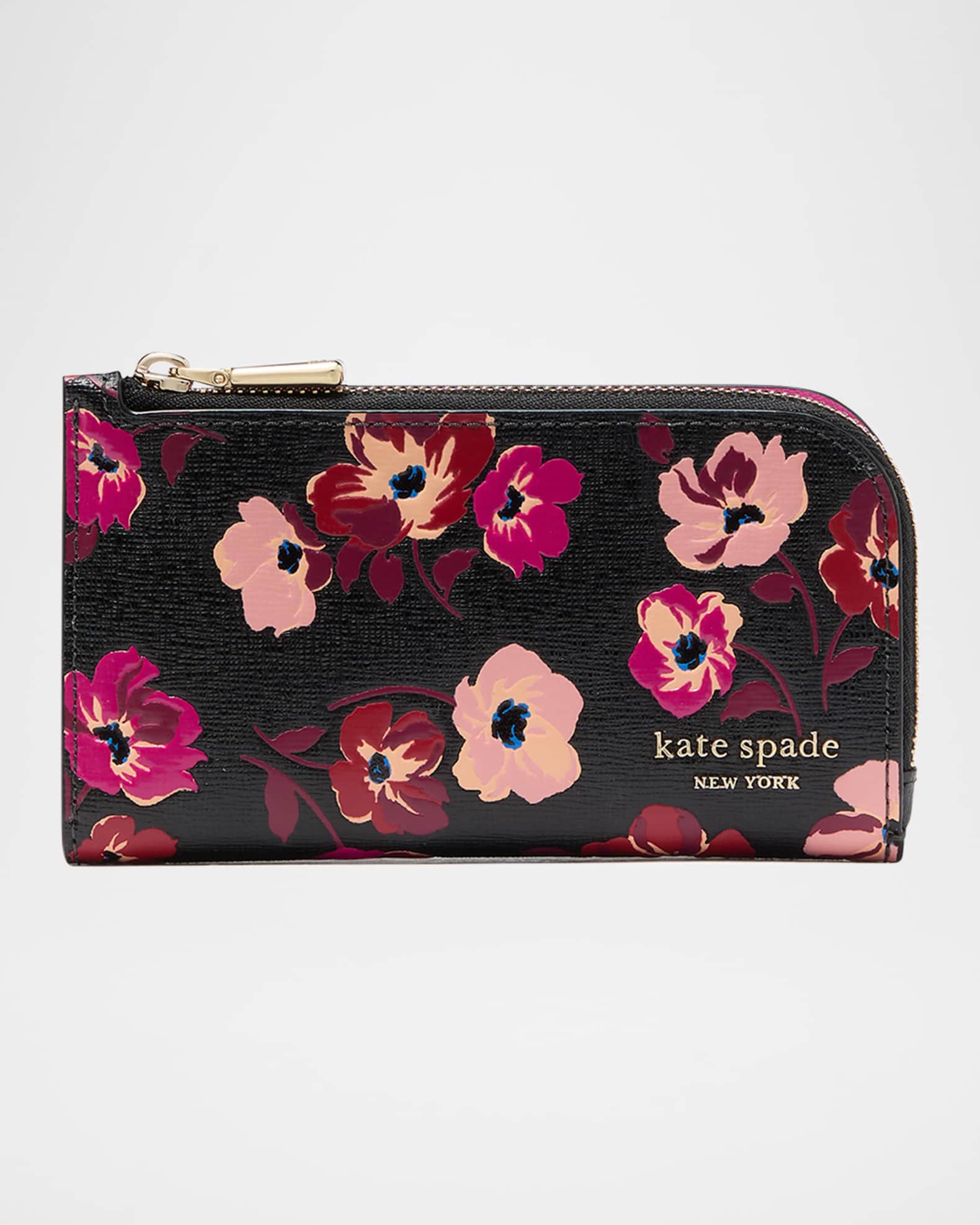 kate spade new york devin small fall poppies printed leather bifold ...