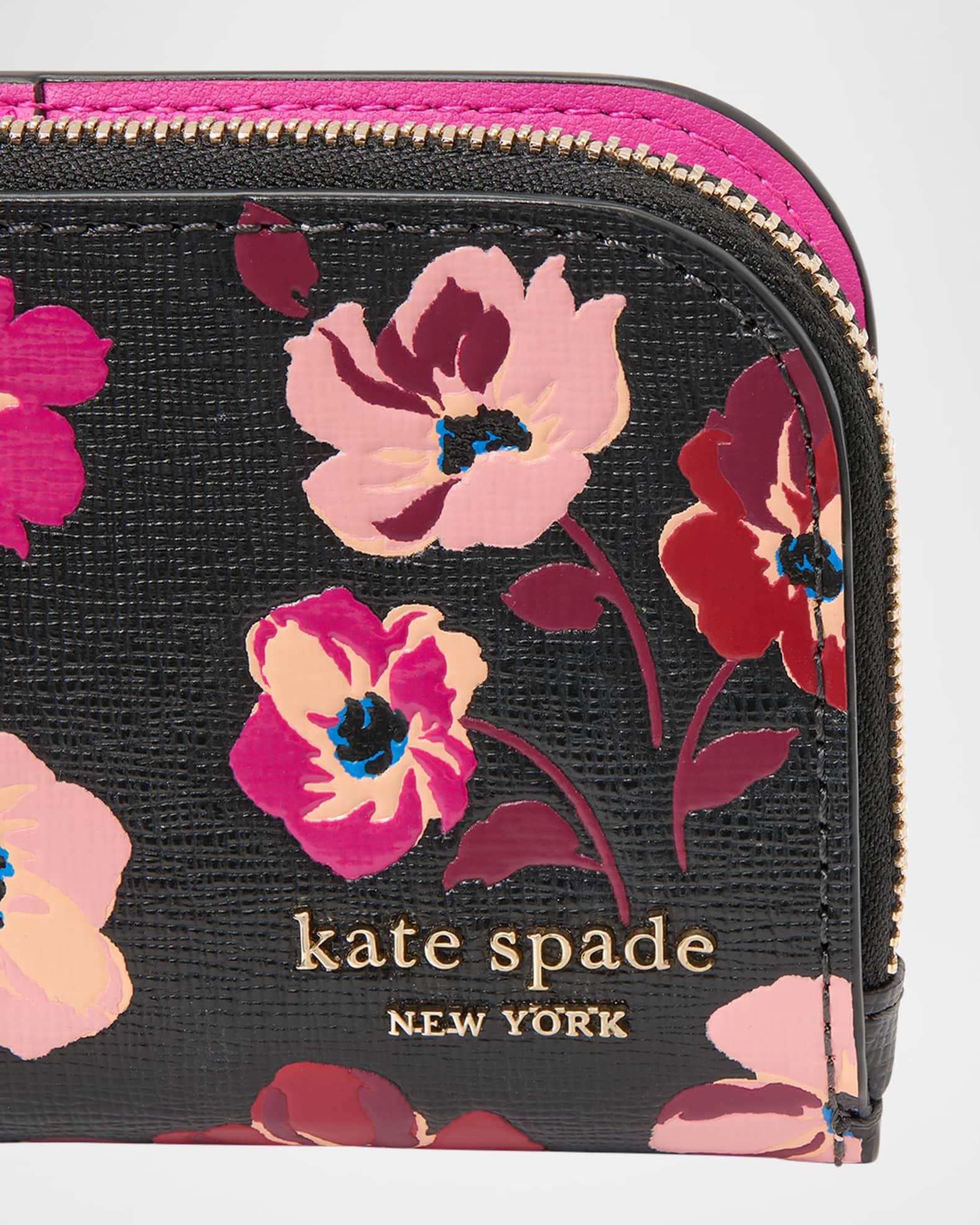 kate spade new york devin small fall poppies printed leather bifold ...