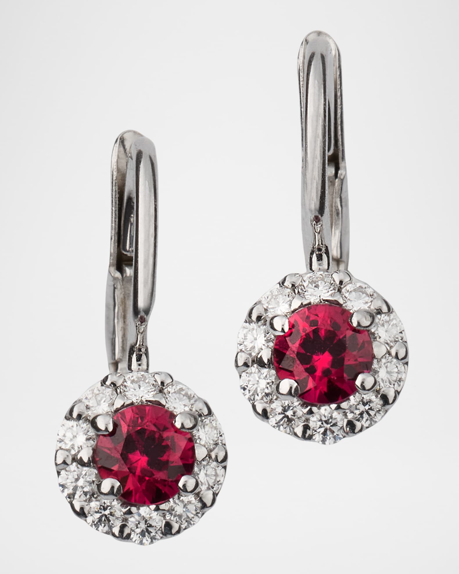 Suna Bros 18K White Gold Ruby and Diamond Earrings | Neiman Marcus