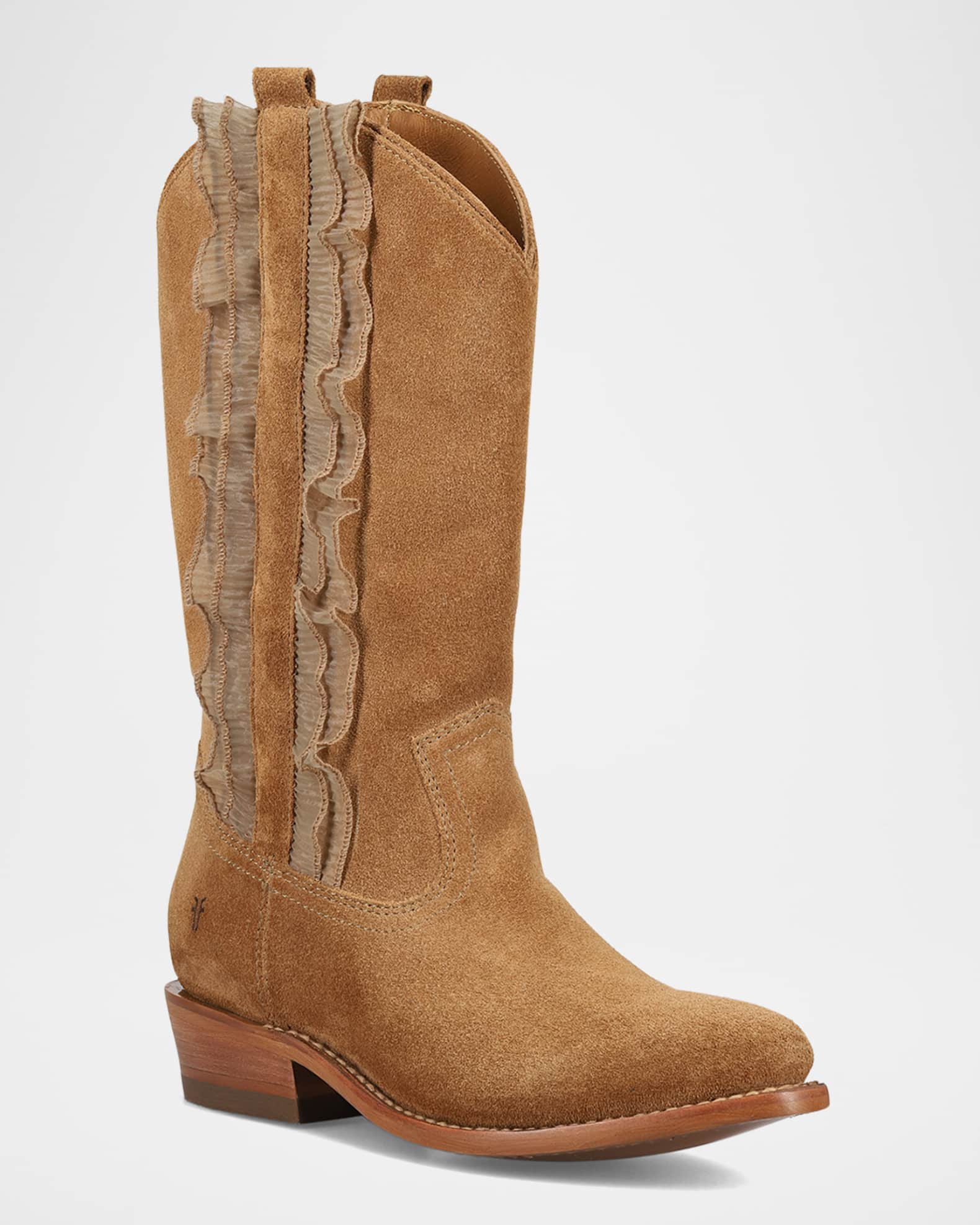 Frye Billy Suede Ruffle Western Boots | Neiman Marcus