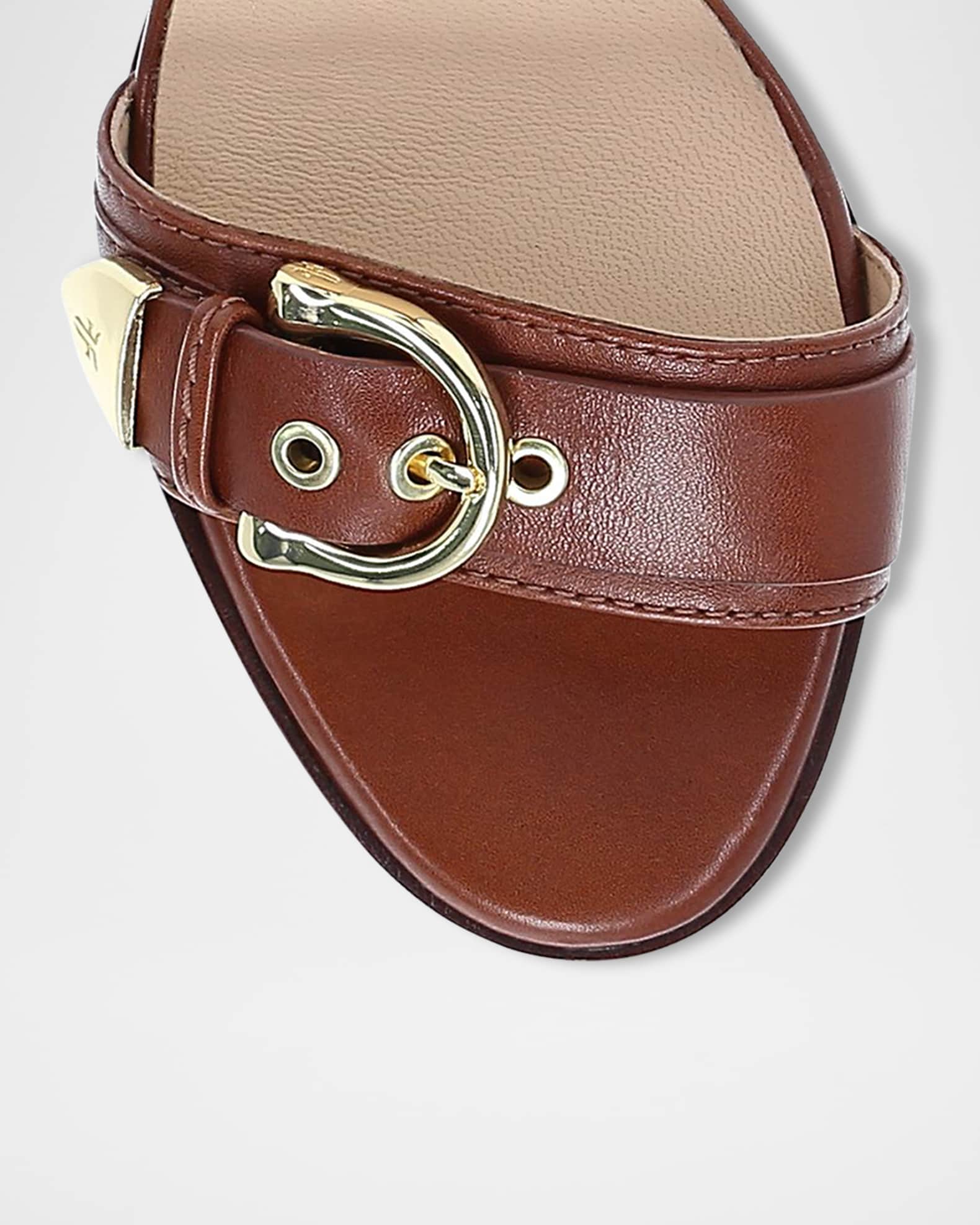 Frye Rachel Leather Buckle-Cuff Wedge Sandals | Neiman Marcus