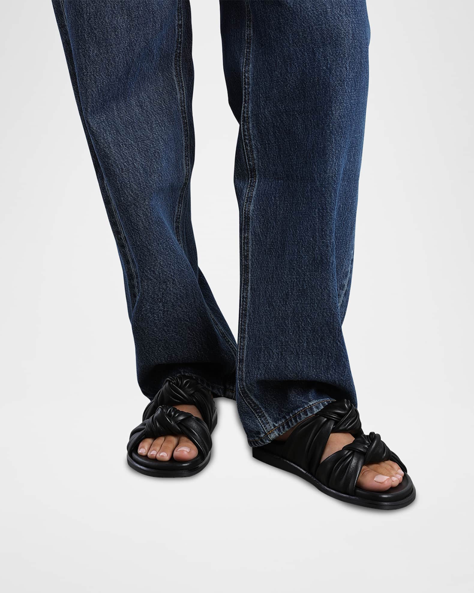 Dear Frances Tye Leather Knots Slide Sandals | Neiman Marcus