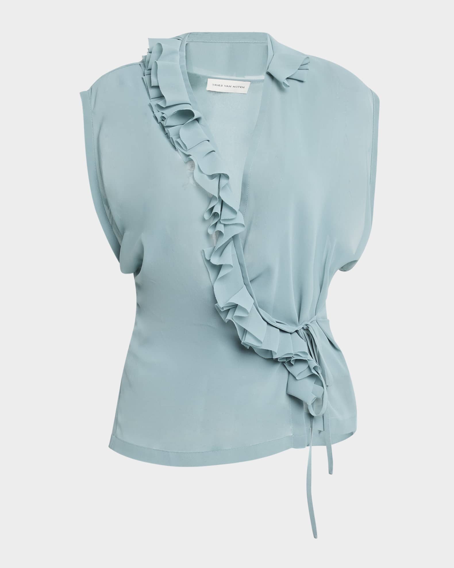 Dries Van Noten Clematis Ruffle Sleeveless Wrap Top | Neiman Marcus