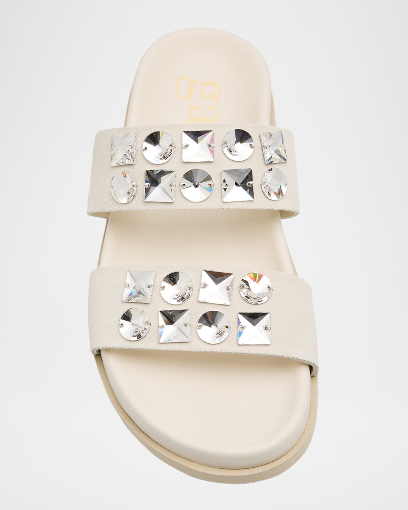 Pedro Garcia Dilys Two-Band Embellished Suede Sandals | Neiman Marcus