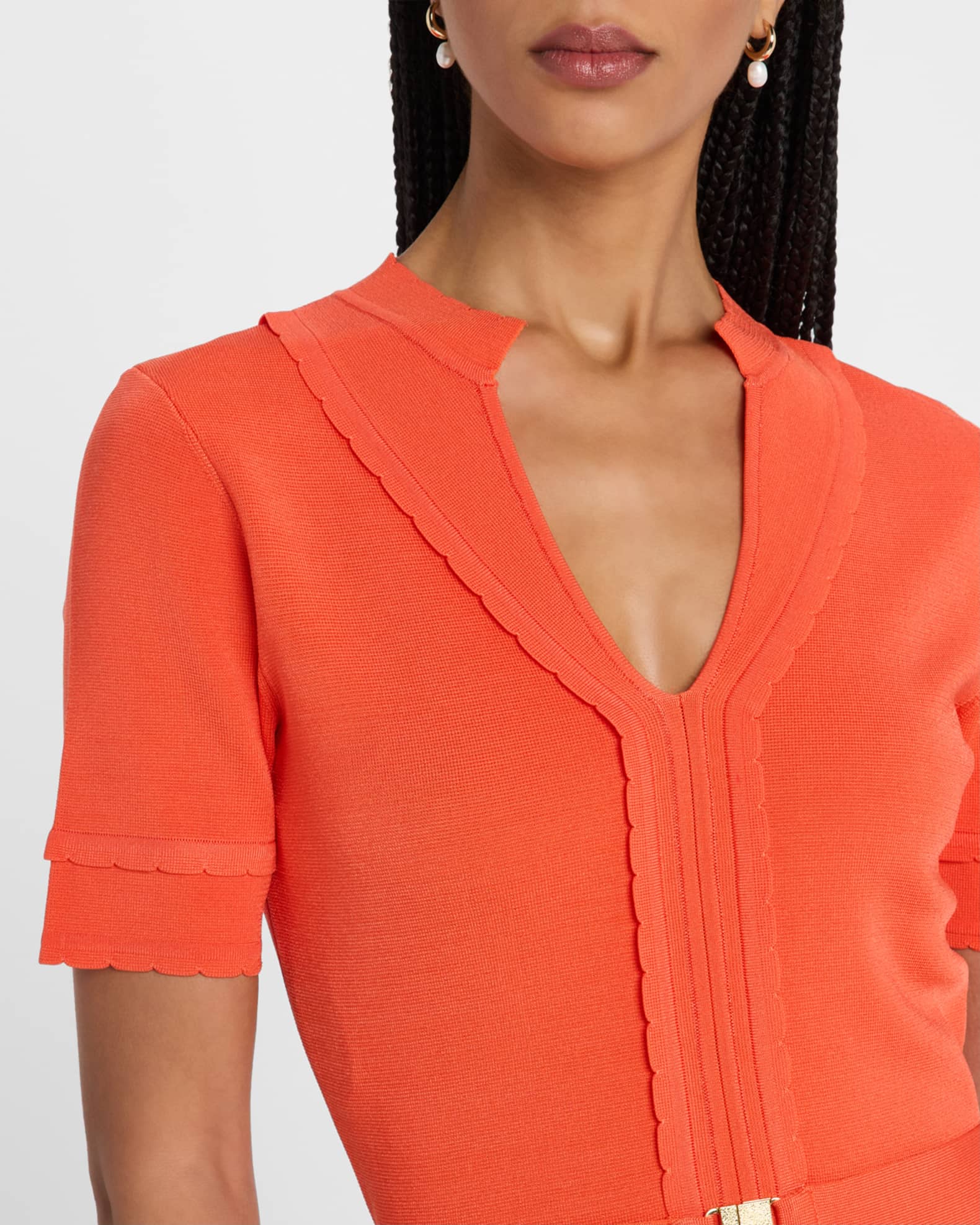 Elie Tahari The Zariyah Belted Bodycon Midi Sweater Dress | Neiman Marcus