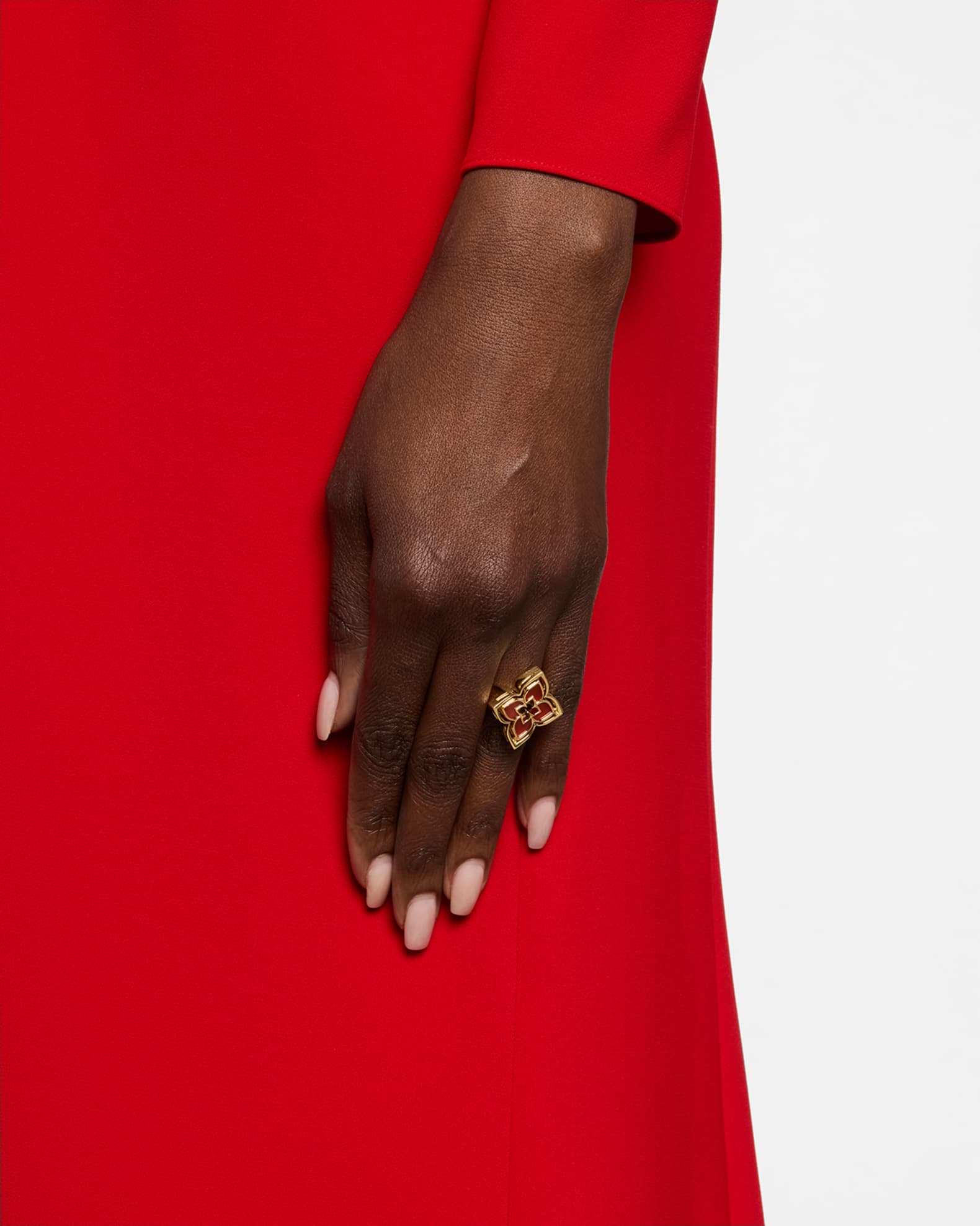 Roberto Coin 18K Yellow Gold Diamond and Red Agate Venetian Princess Pirouette Ring | Neiman Marcus