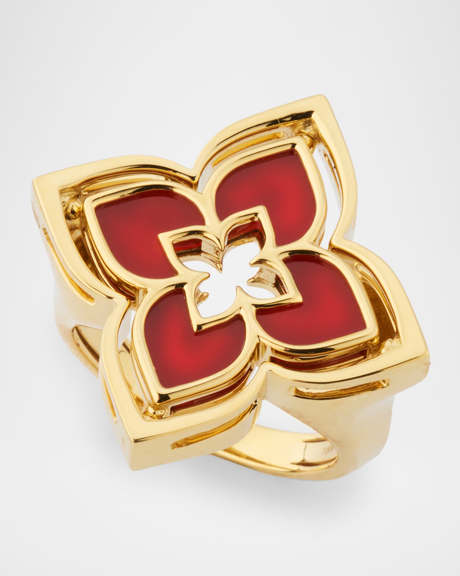 Roberto Coin 18K Yellow Gold Diamond and Red Agate Venetian Princess Pirouette Ring | Neiman Marcus