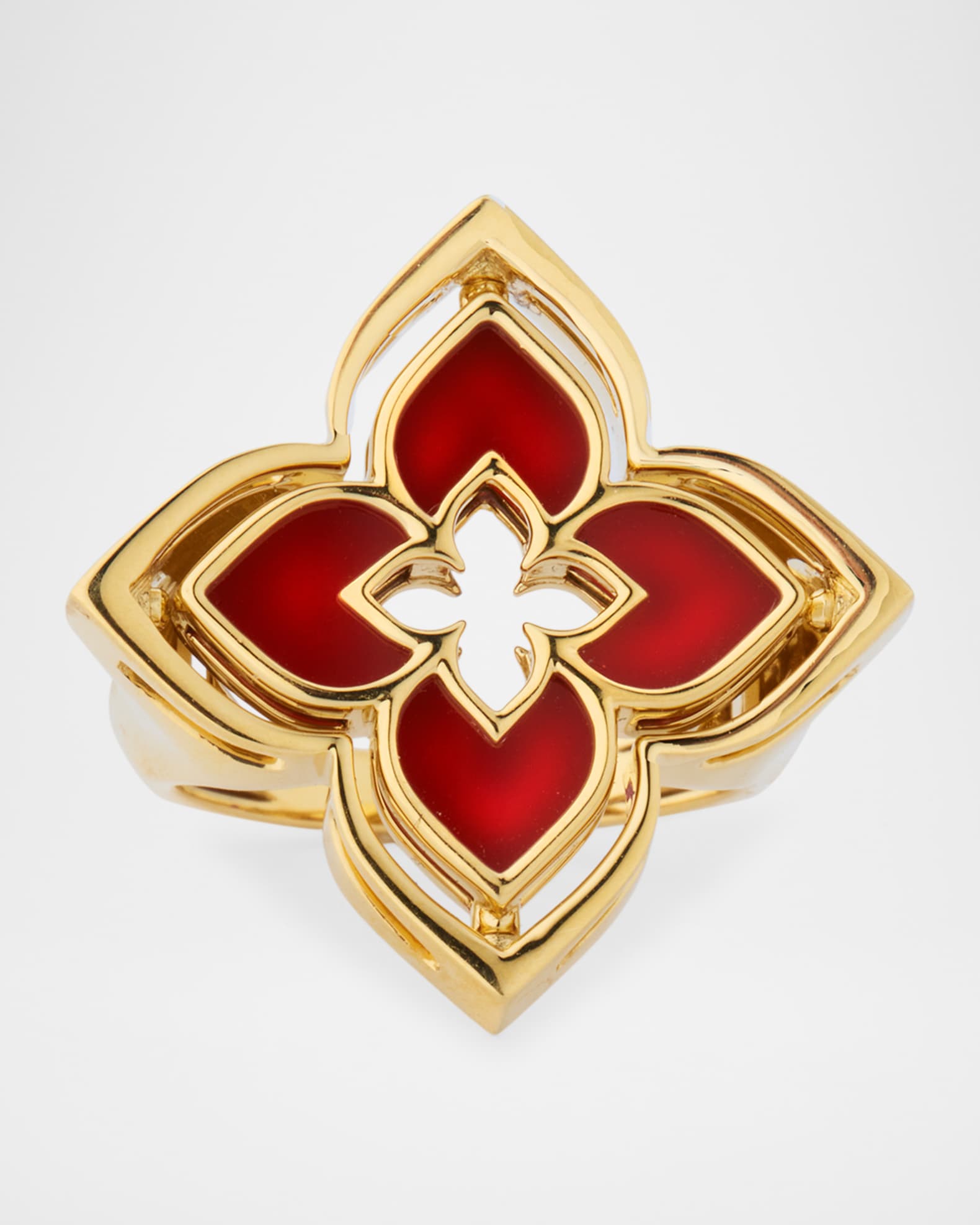 Roberto Coin 18K Yellow Gold Diamond and Red Agate Venetian Princess Pirouette Ring | Neiman Marcus