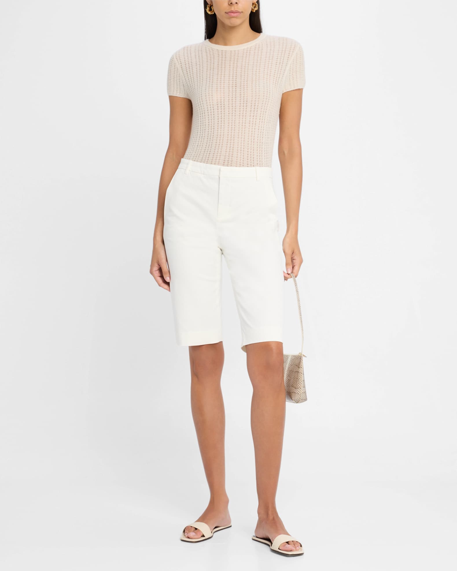 Vince Crewneck Waffle-Knit Top | Neiman Marcus