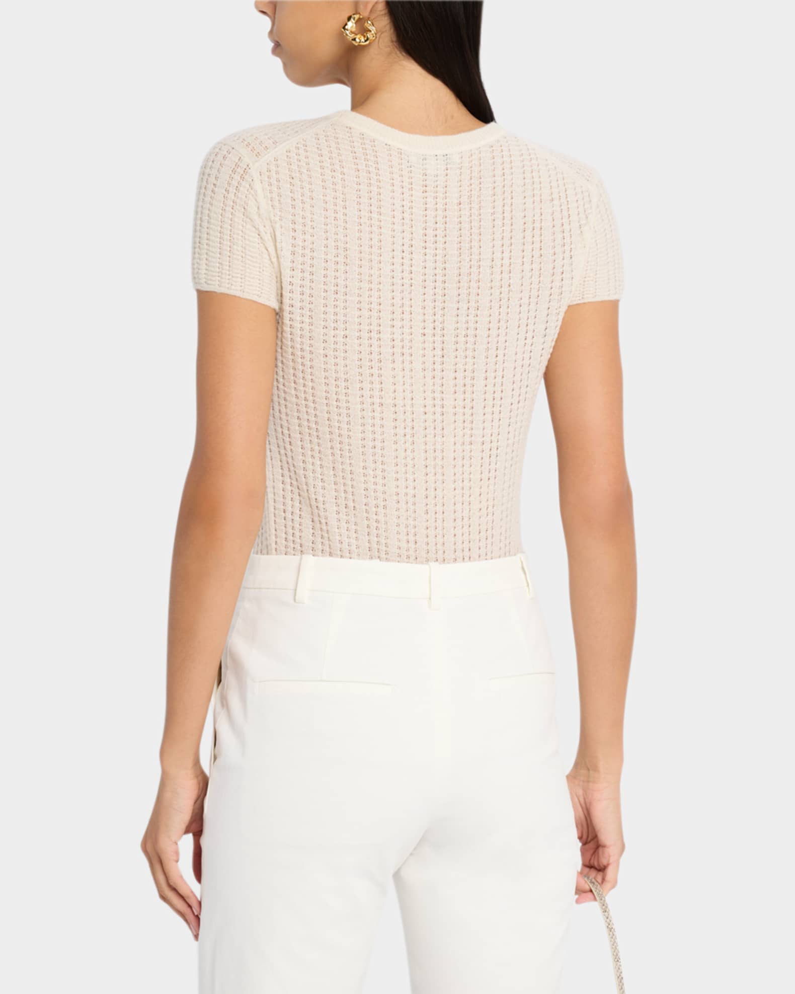 Vince Crewneck Waffle-Knit Top | Neiman Marcus