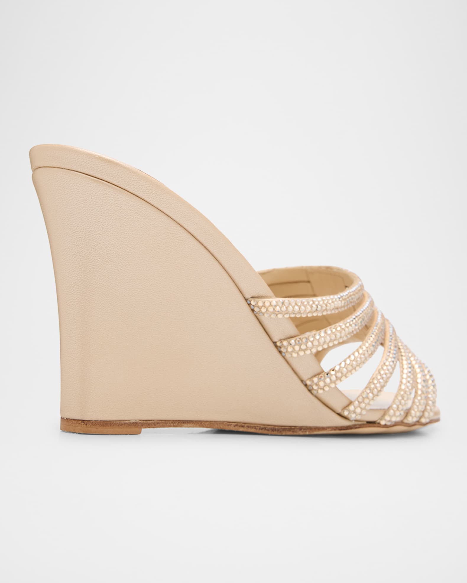 Rene Caovilla Satin Crystal-Embellished Strappy Wedge Slides | Neiman ...