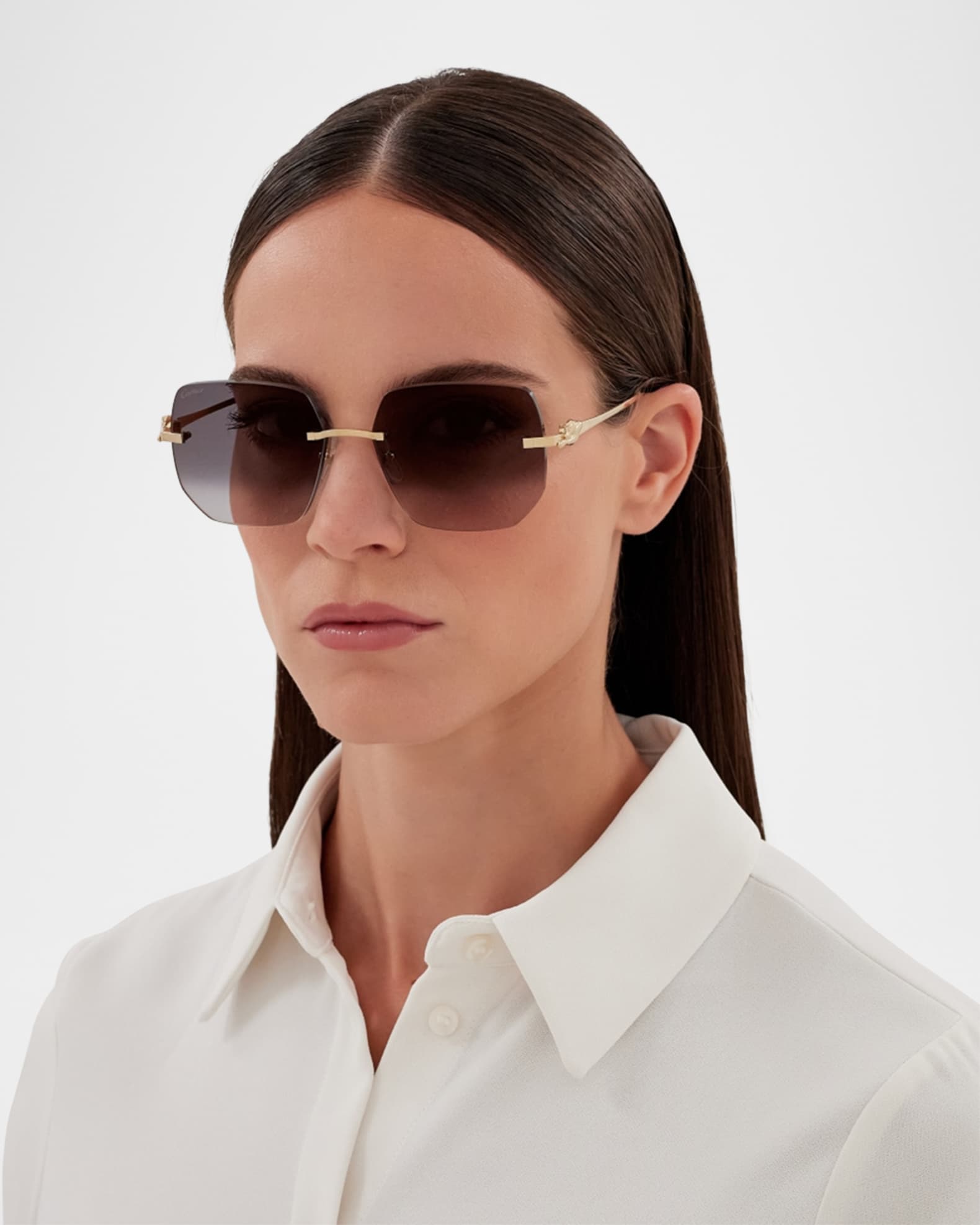 Cartier Rimless Metal Butterfly Sunglasses | Neiman Marcus