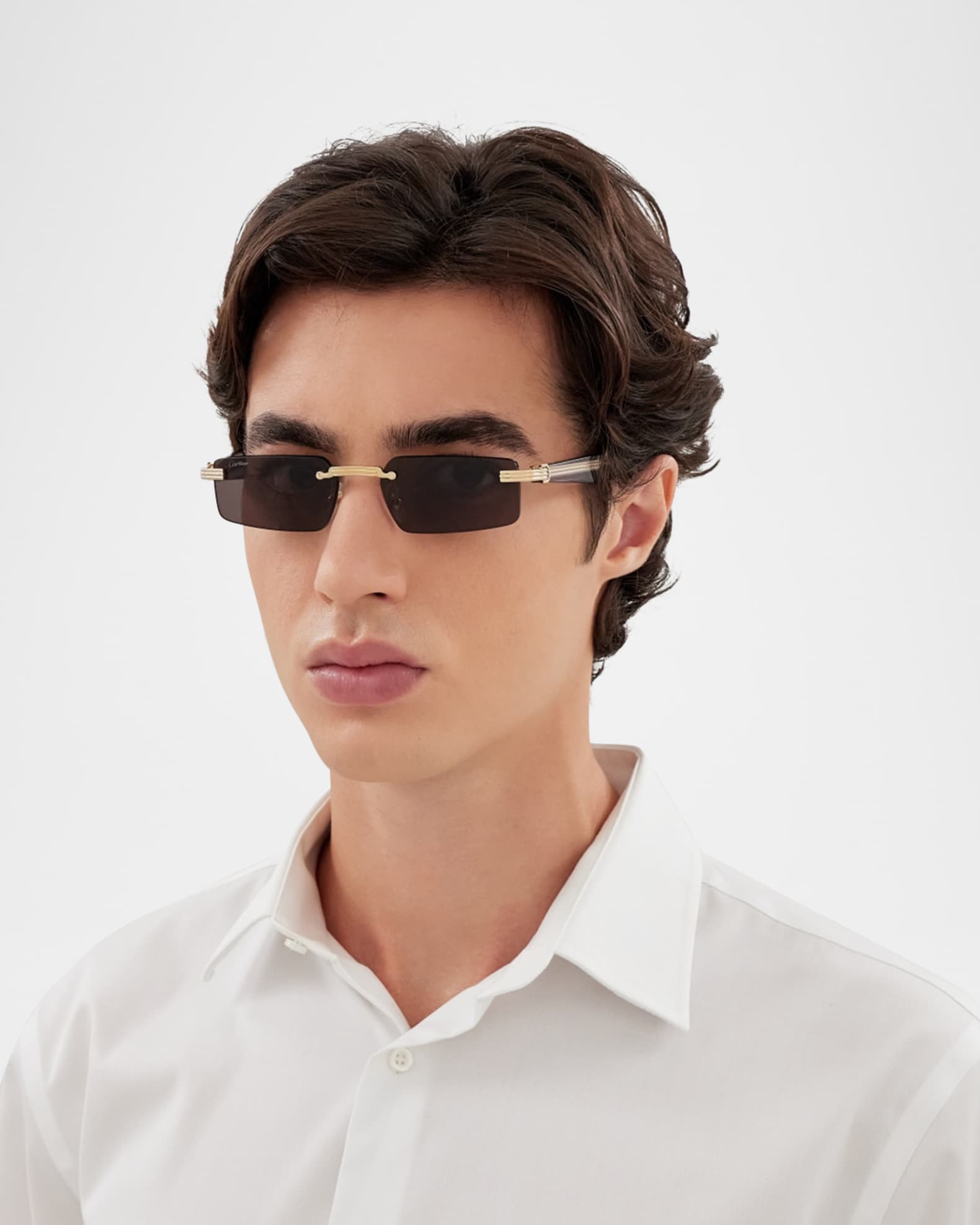 Cartier Men's CT0537SM Metal Rectangle Sunglasses | Neiman Marcus