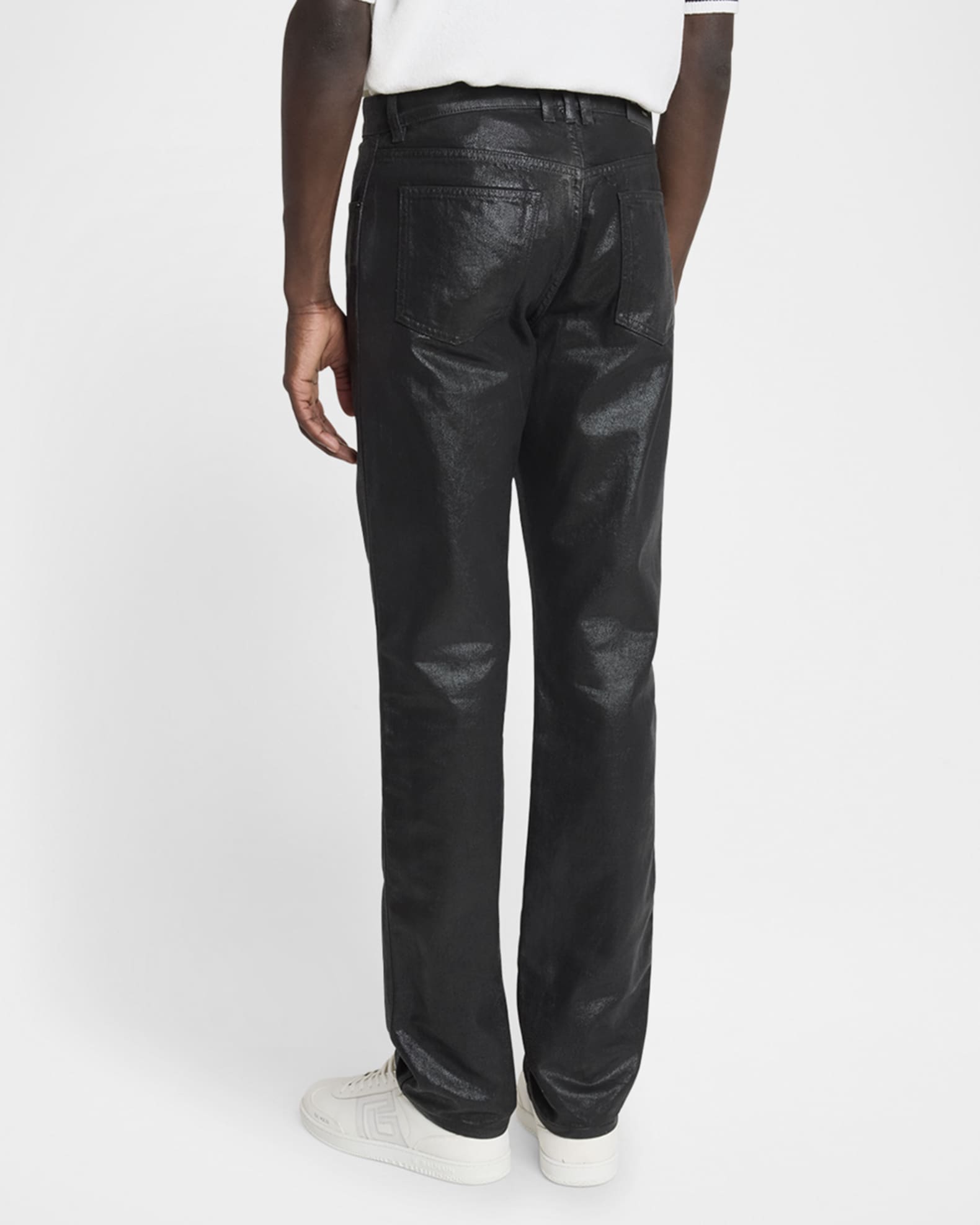 Balmain Men's Shiny Regular-Fit Jeans | Neiman Marcus