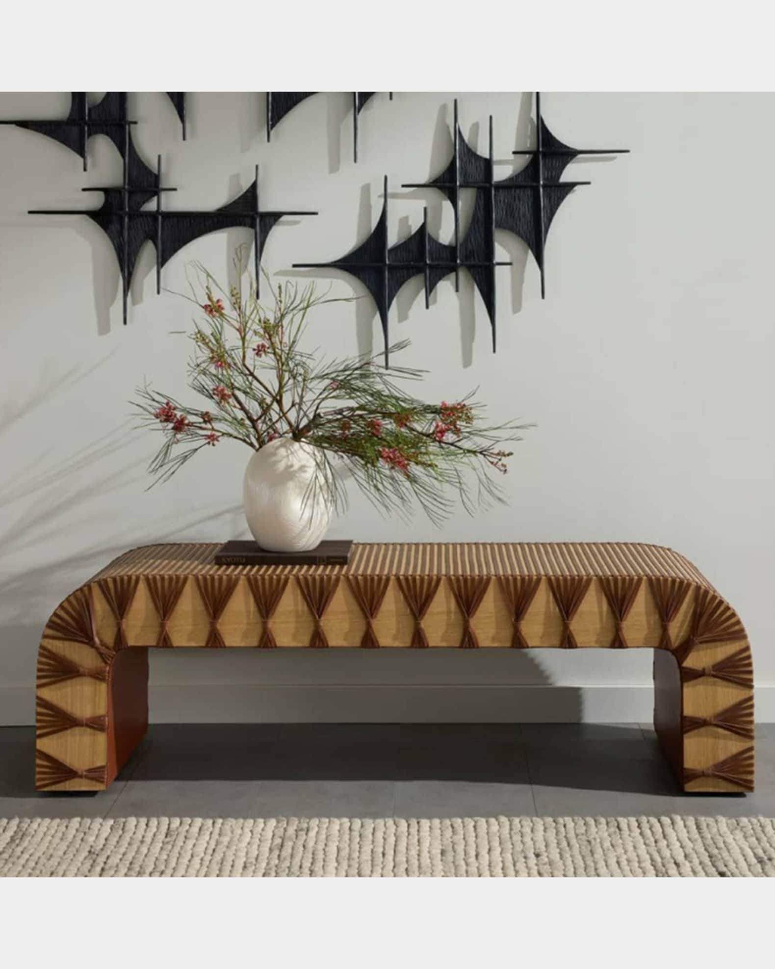 Arteriors Hutchins Braided Leather Bench, 60" | Neiman Marcus