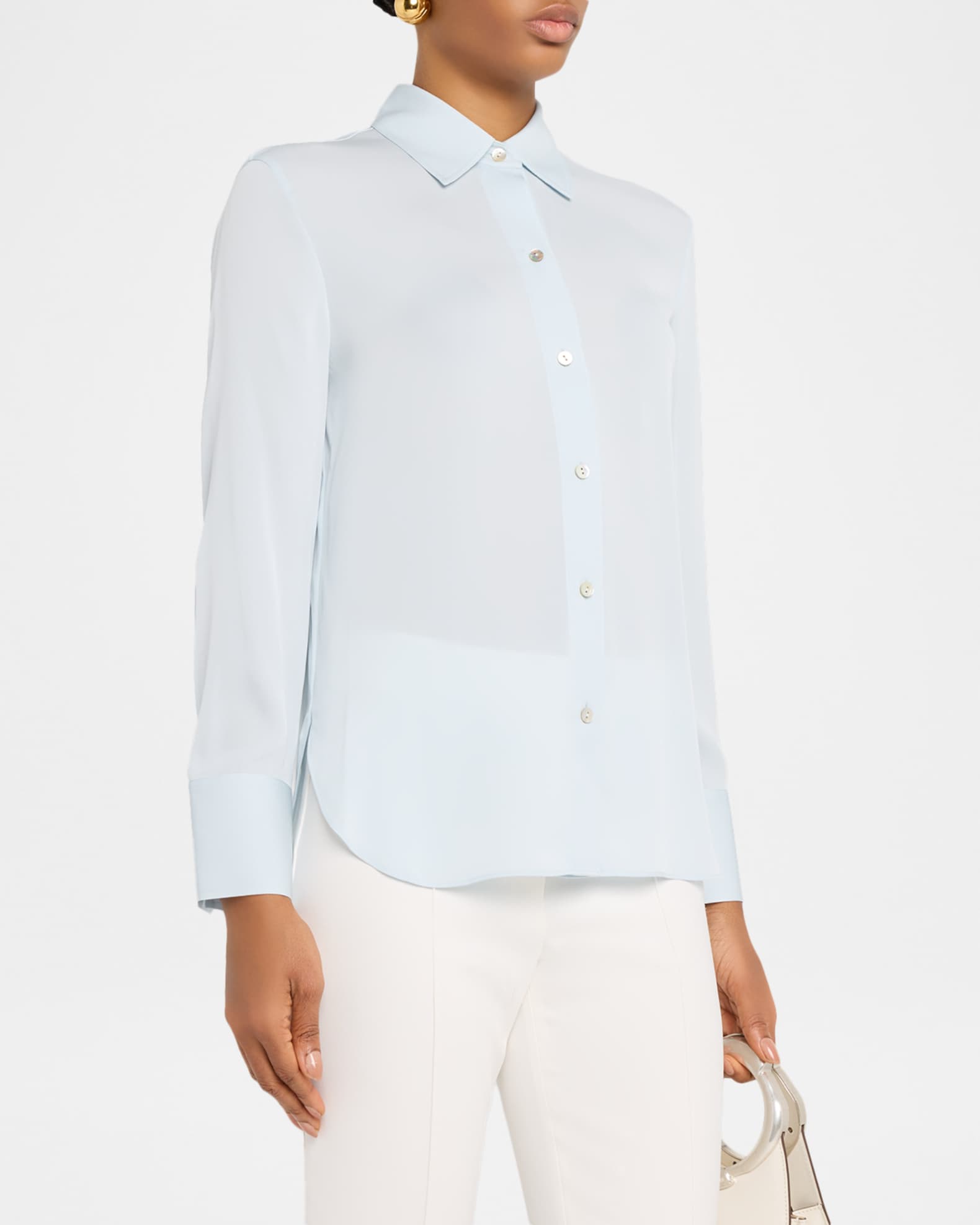 Classic Button-Front Blouse | Neiman Marcus