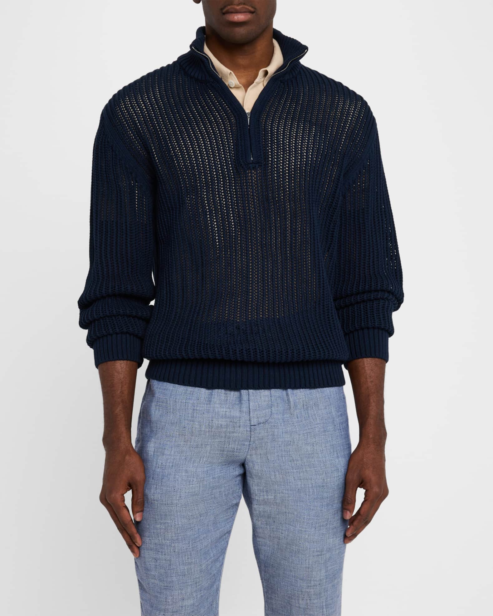 Frescobol Carioca Men's Maximo Cotton Knit Quarter-Zip Sweater | Neiman ...