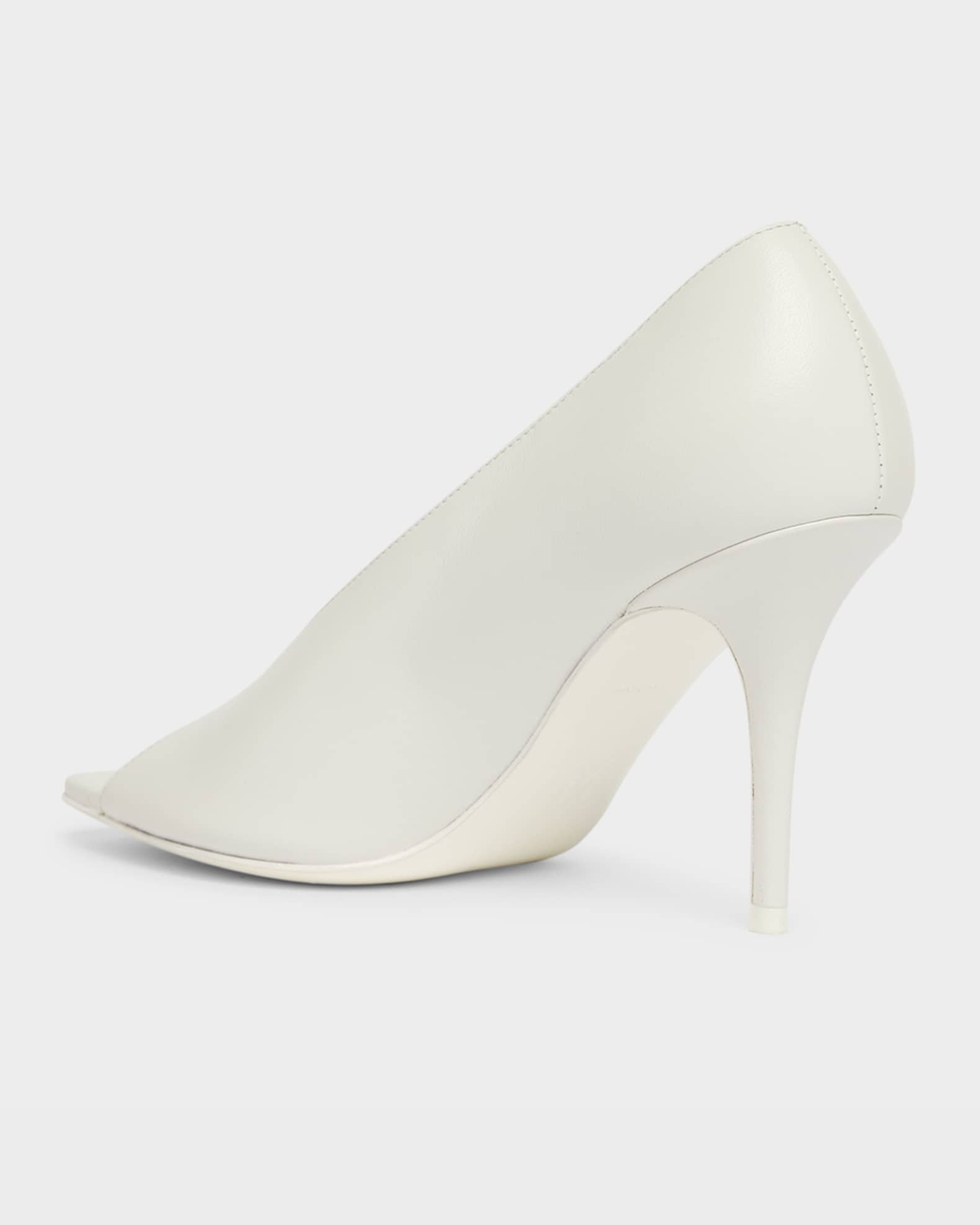 Amina Muaddi Julianne Peep-Toe Leather Pumps | Neiman Marcus