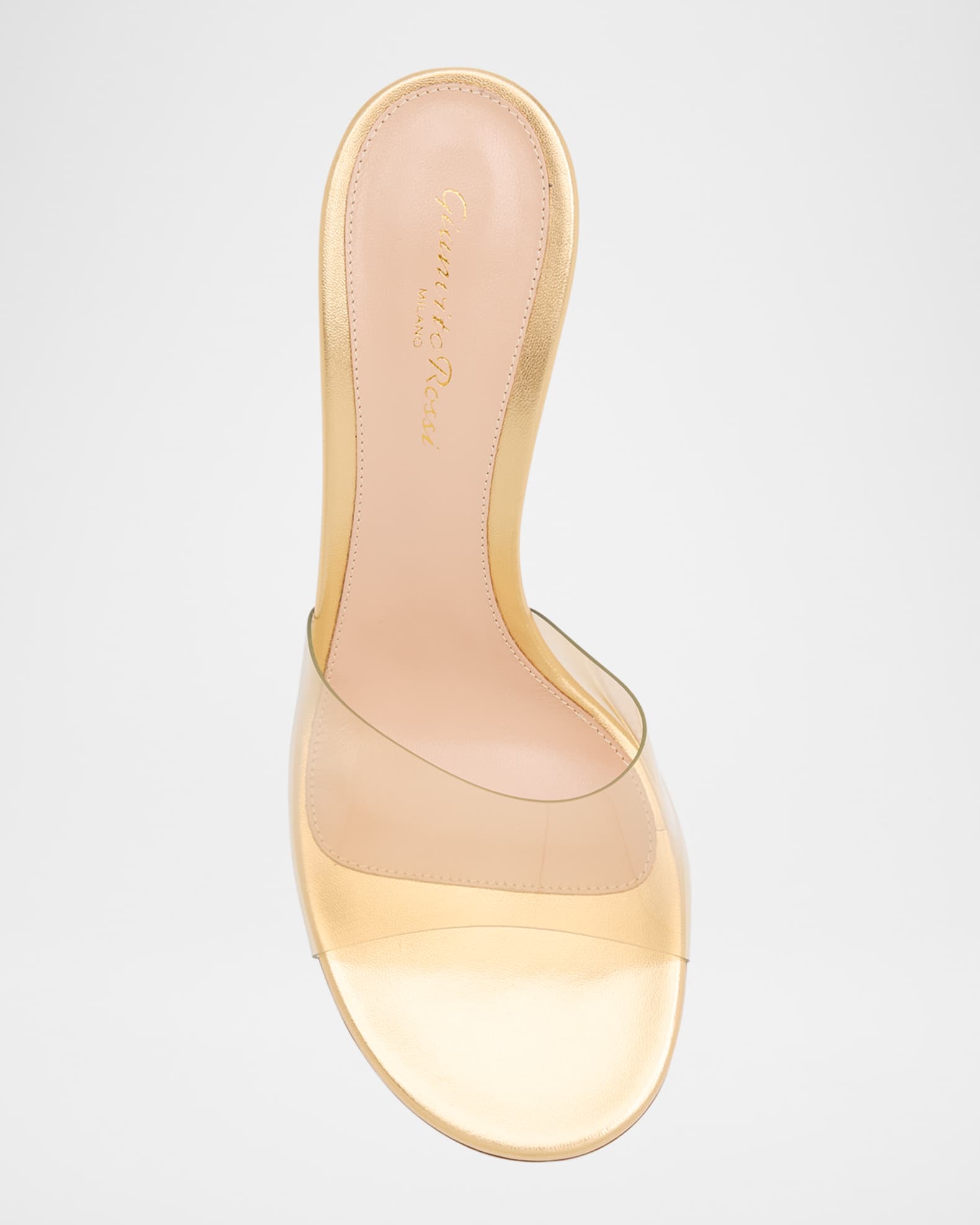 Gianvito Rossi Transparent Metal Block-Heel Mule Sandals | Neiman Marcus