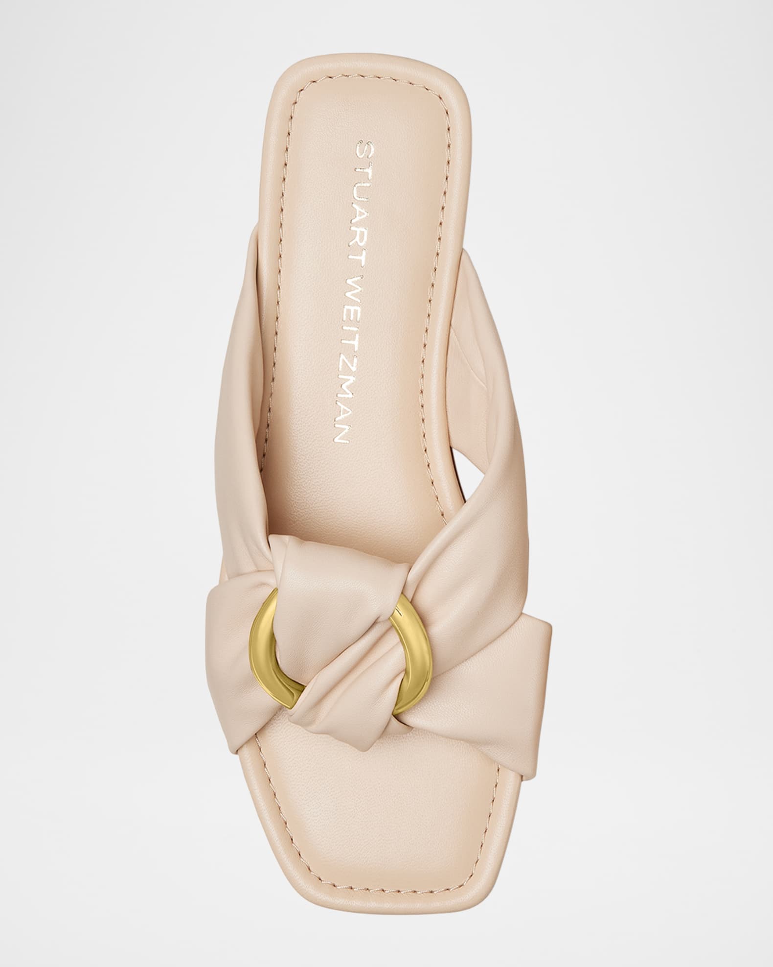 Stuart Weitzman Cece Twisted Leather Ring Slide Sandals | Neiman Marcus