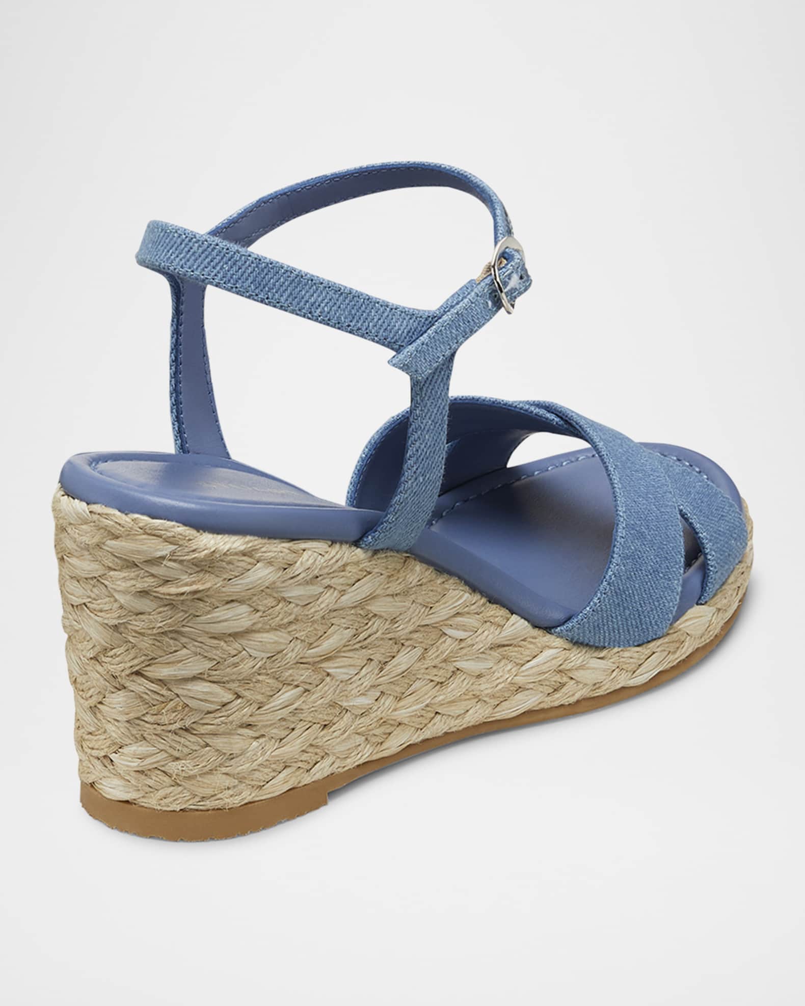 Stuart Weitzman Dayna Denim Crisscross Wedge Espadrilles | Neiman Marcus