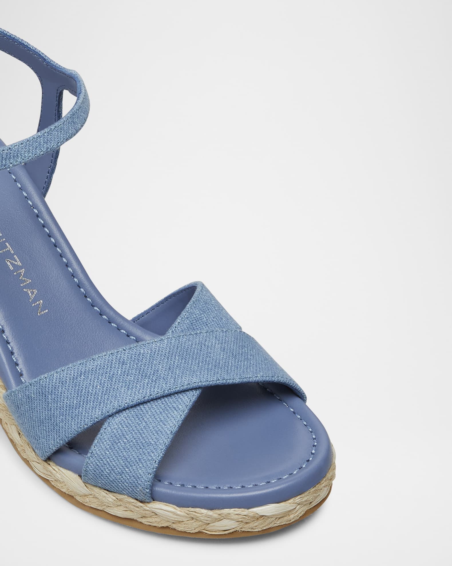 Stuart Weitzman Dayna Denim Crisscross Wedge Espadrilles | Neiman Marcus