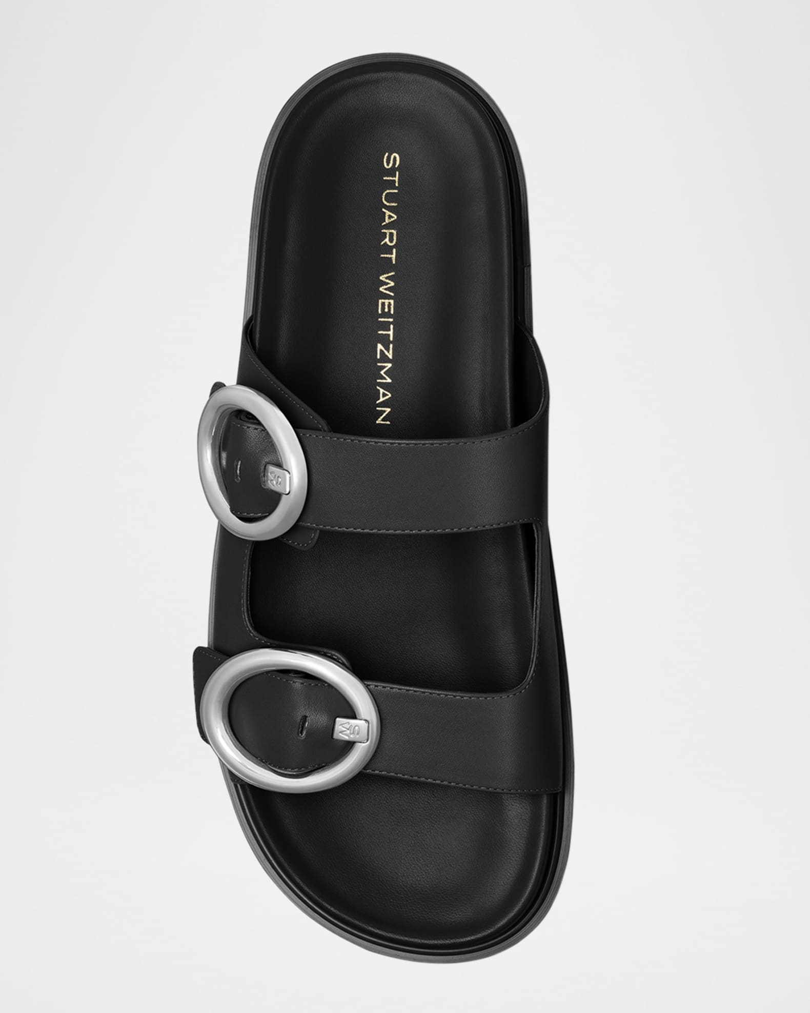 Stuart Weitzman Benni Leather Dual-Strap Sport Slide Sandals | Neiman ...