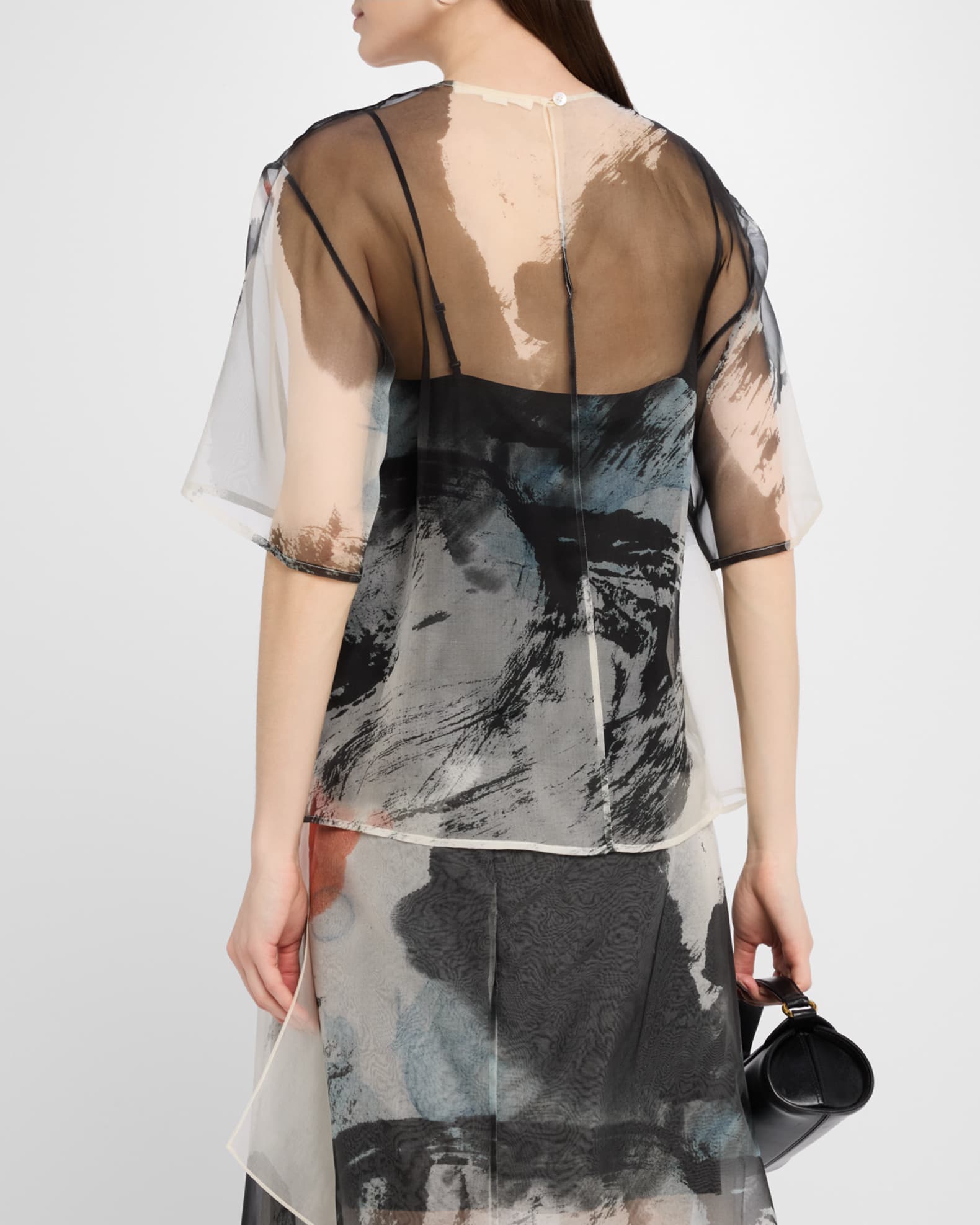 Jason Wu Collection Silk Organza Oversized T-Shirt With Artwork By Tong ...