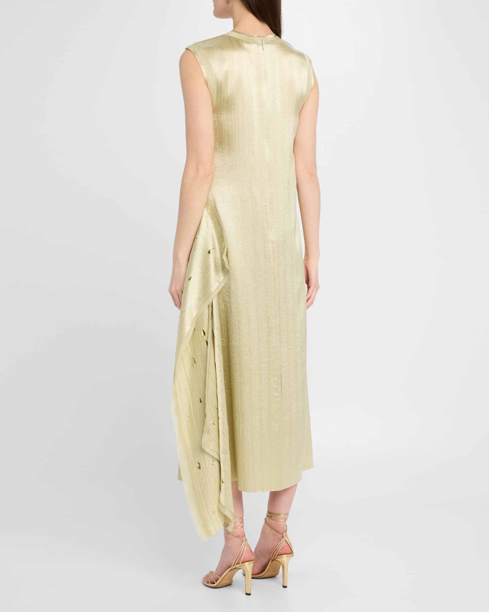 Jason Wu Collection Crinkled Satin Laser-Cut Draped Shift Dress ...