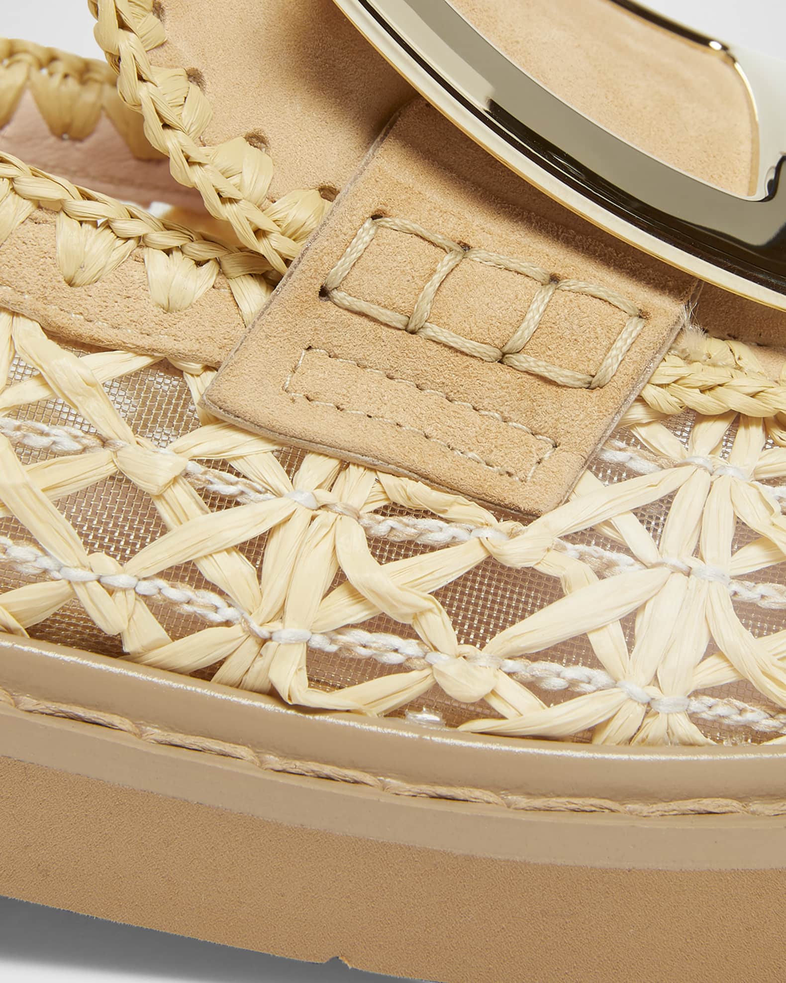 Roger Vivier Viv Rangers Braided Raffia Loafers | Neiman Marcus