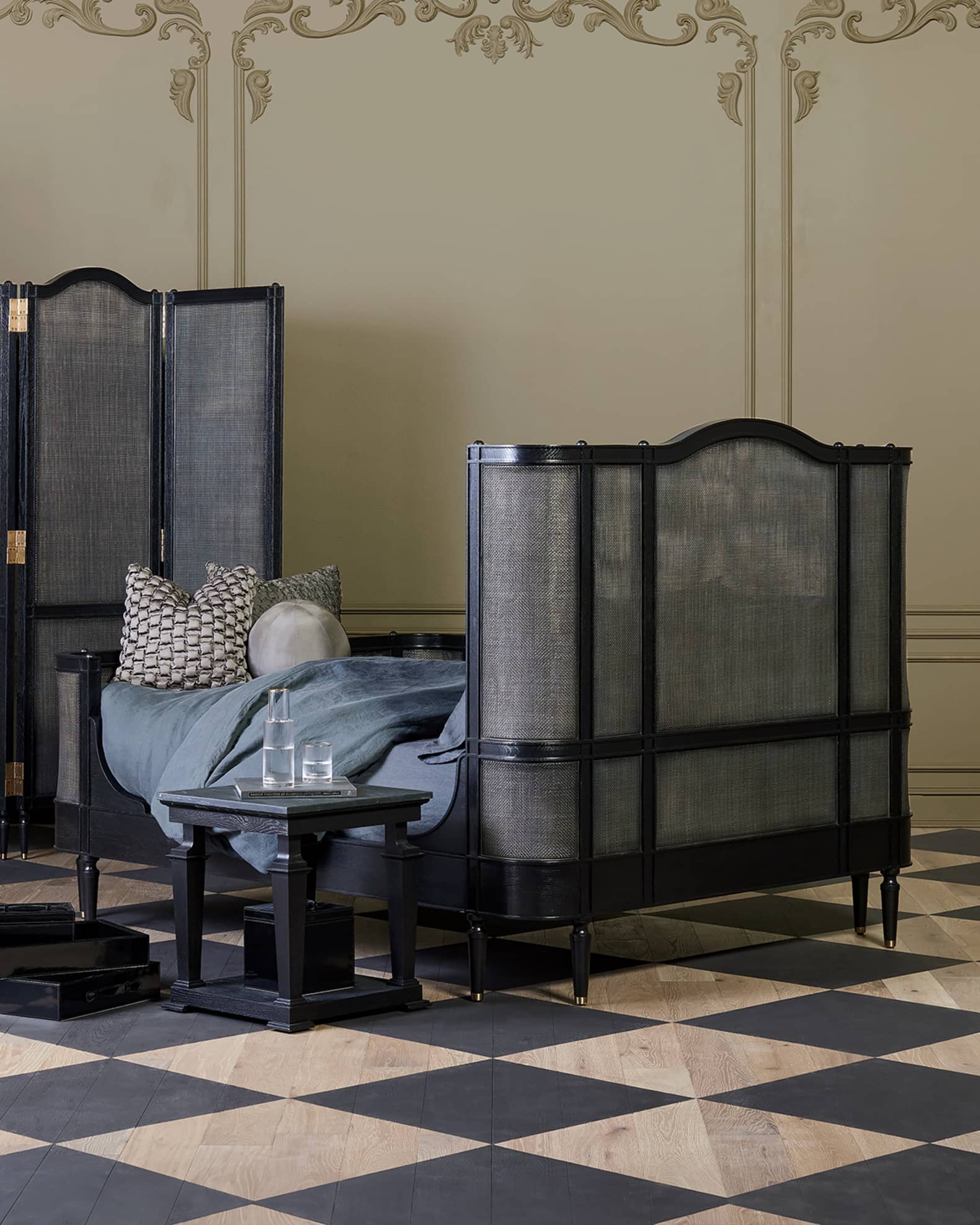 Global Views Josephine Queen Bed, Black | Neiman Marcus