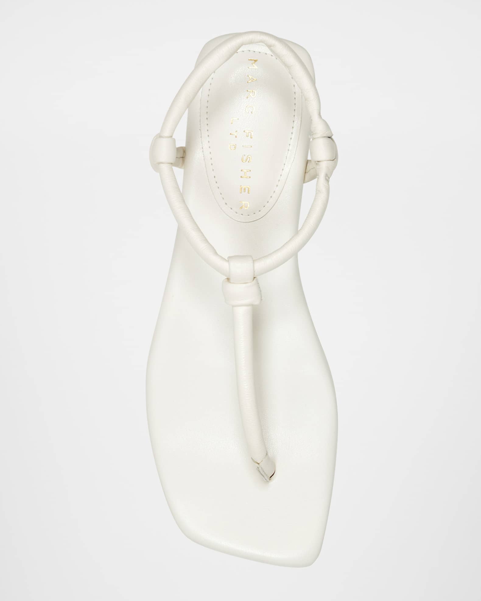 Marc Fisher LTD Maycee Tubular Leather T-Strap Flat Sandals | Neiman Marcus