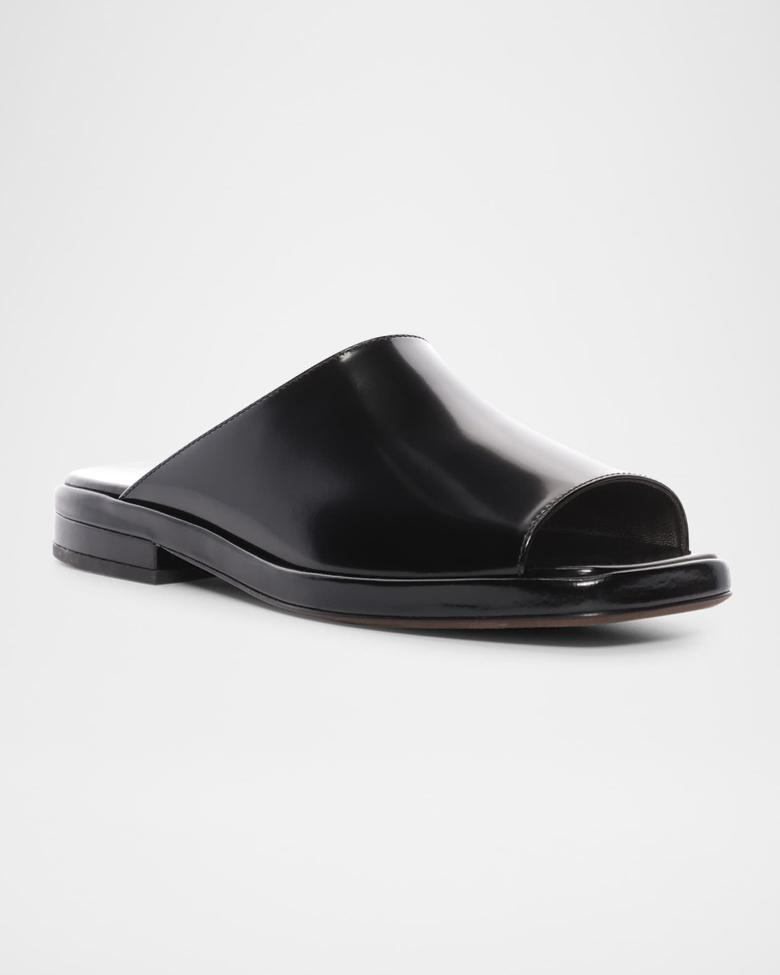 THE ROW Emi Leather Flat Mule Sandals | Neiman Marcus
