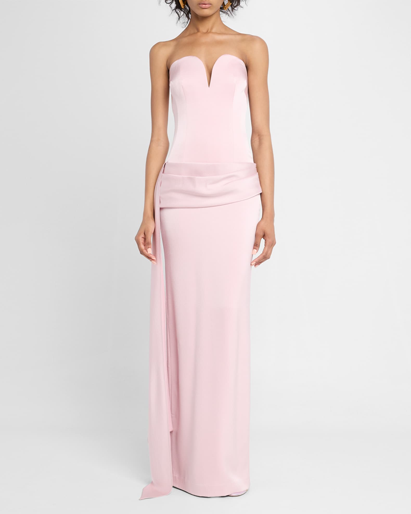 Alex Perry Strapless Satin Sash Corset Gown | Neiman Marcus