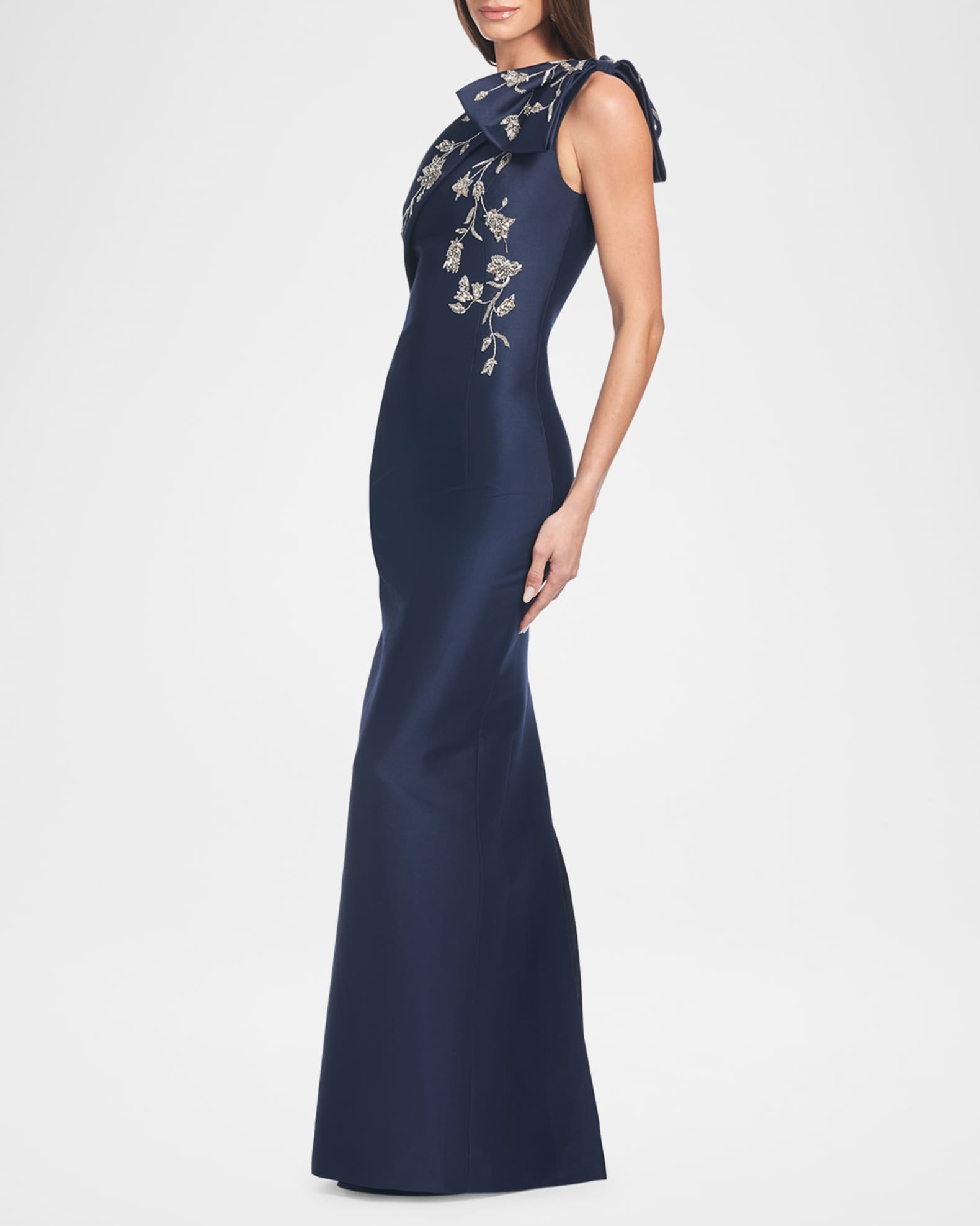 Sachin & Babi Olivia One-Shoulder Embellished Mikado Gown | Neiman Marcus
