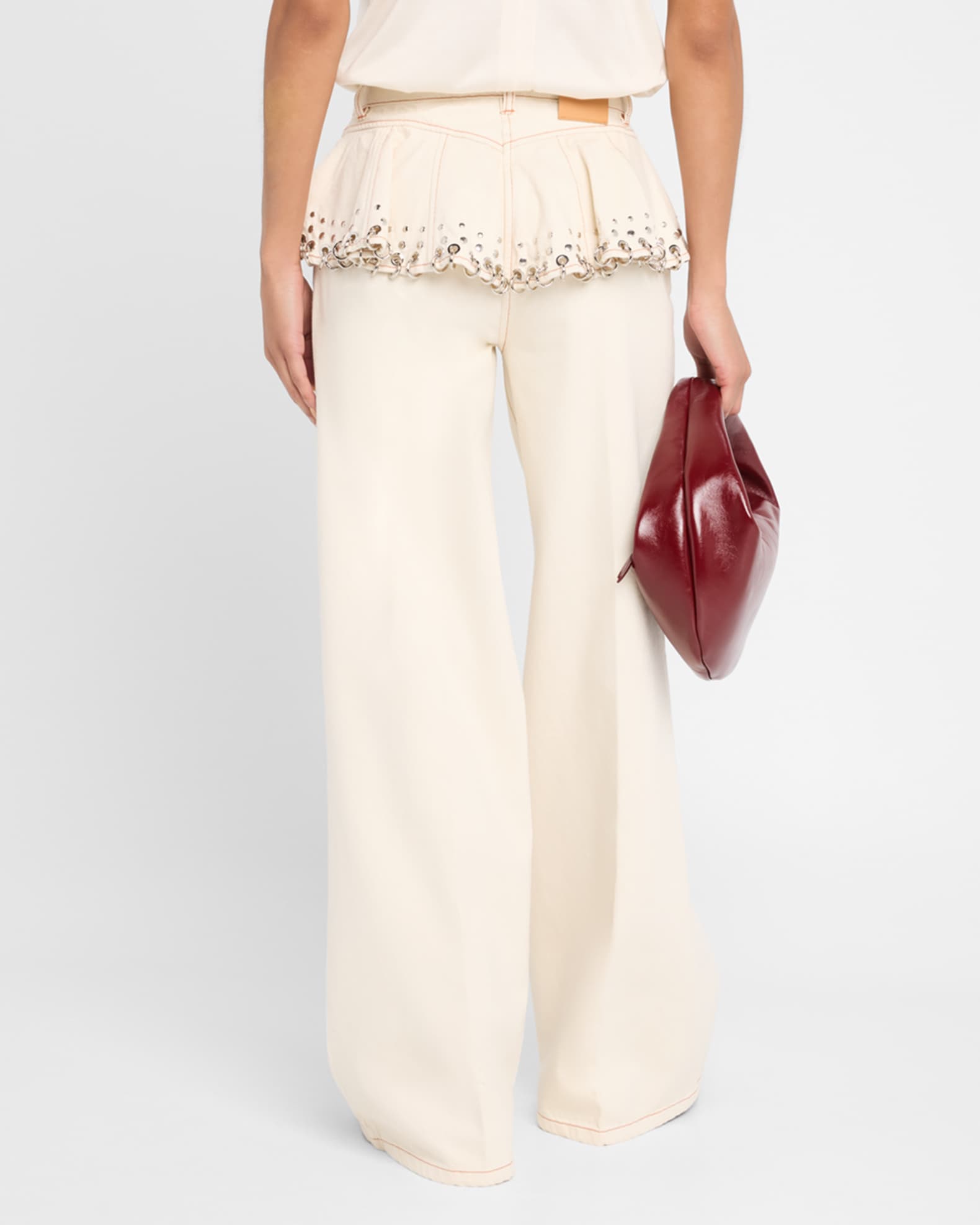 AKNVAS Avery Ruffled Jeans with Rings | Neiman Marcus
