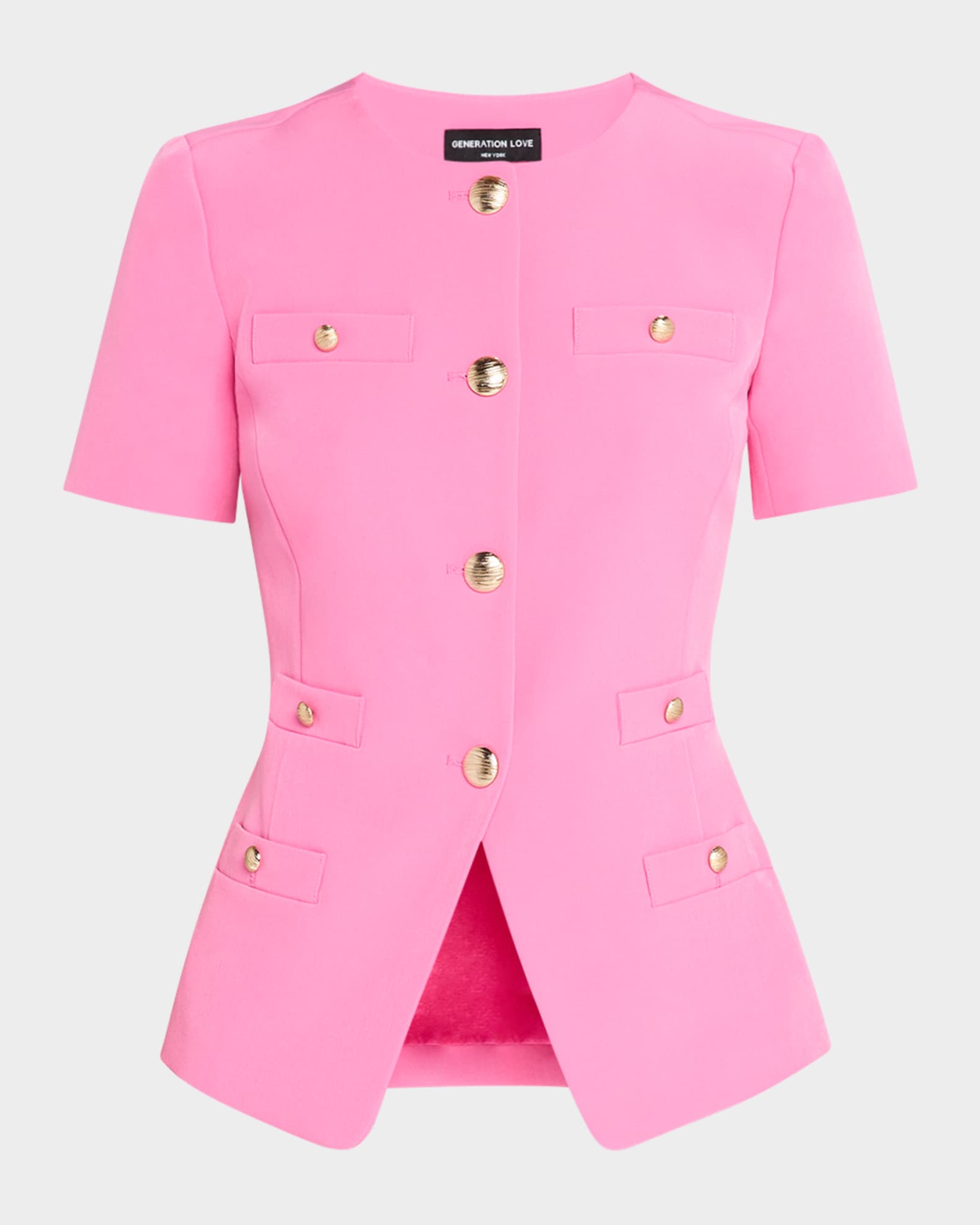 Generation Love Reyes Short-Sleeve Crepe Jacket | Neiman Marcus