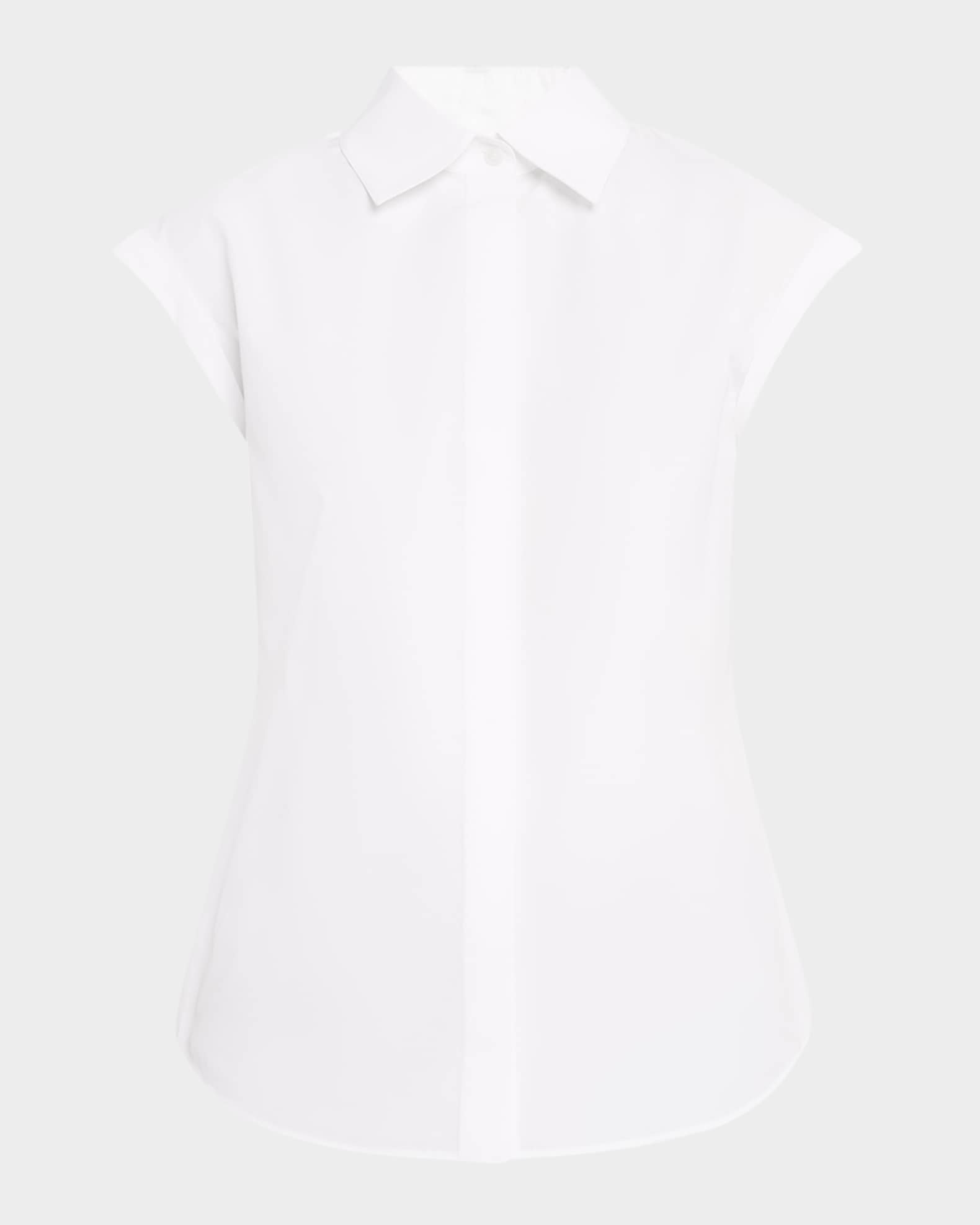 Lafayette 148 New York Fitted Cap-Sleeve Cotton Shirt | Neiman Marcus