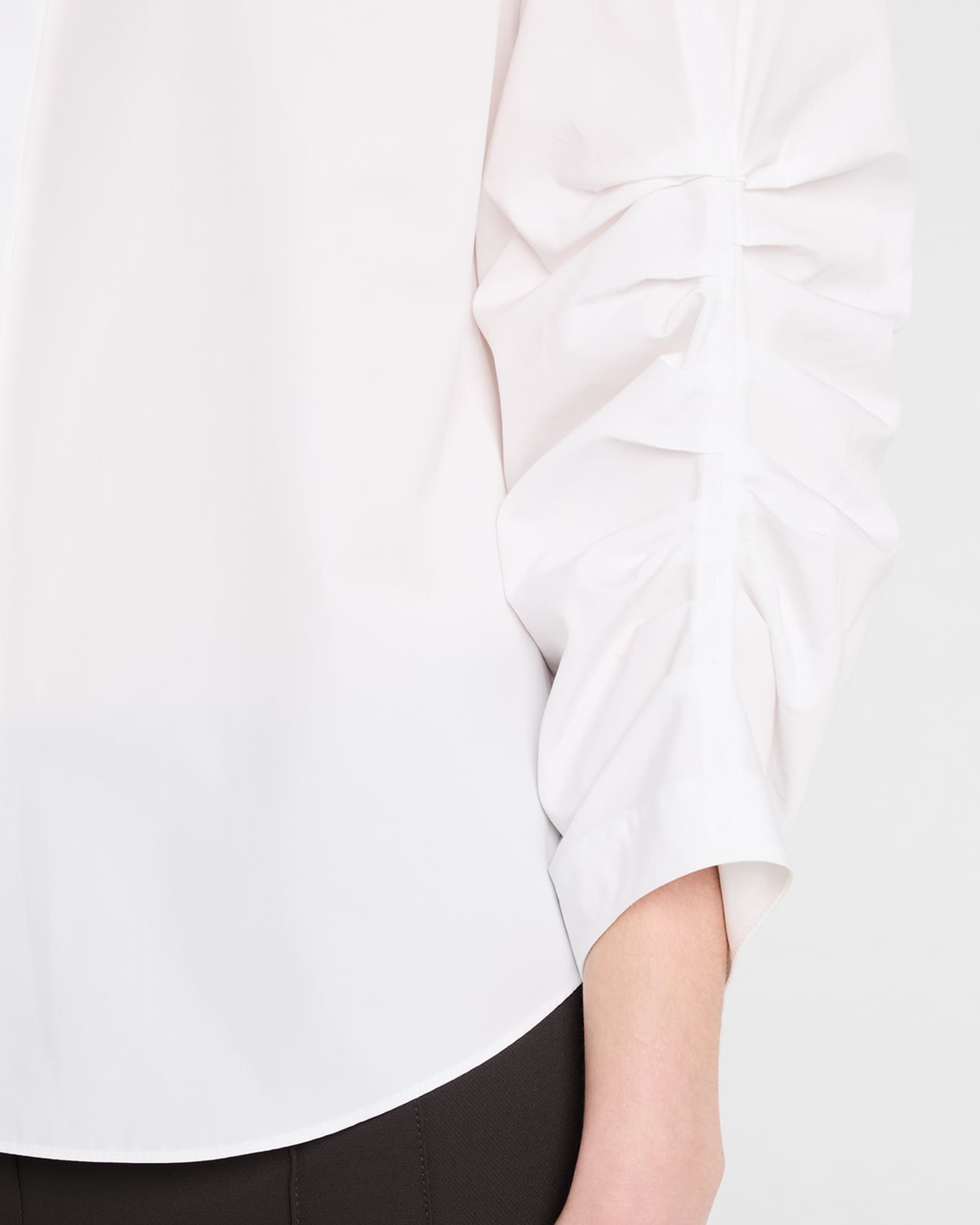 Lafayette 148 New York Pleated-Sleeve Cotton Shirt | Neiman Marcus